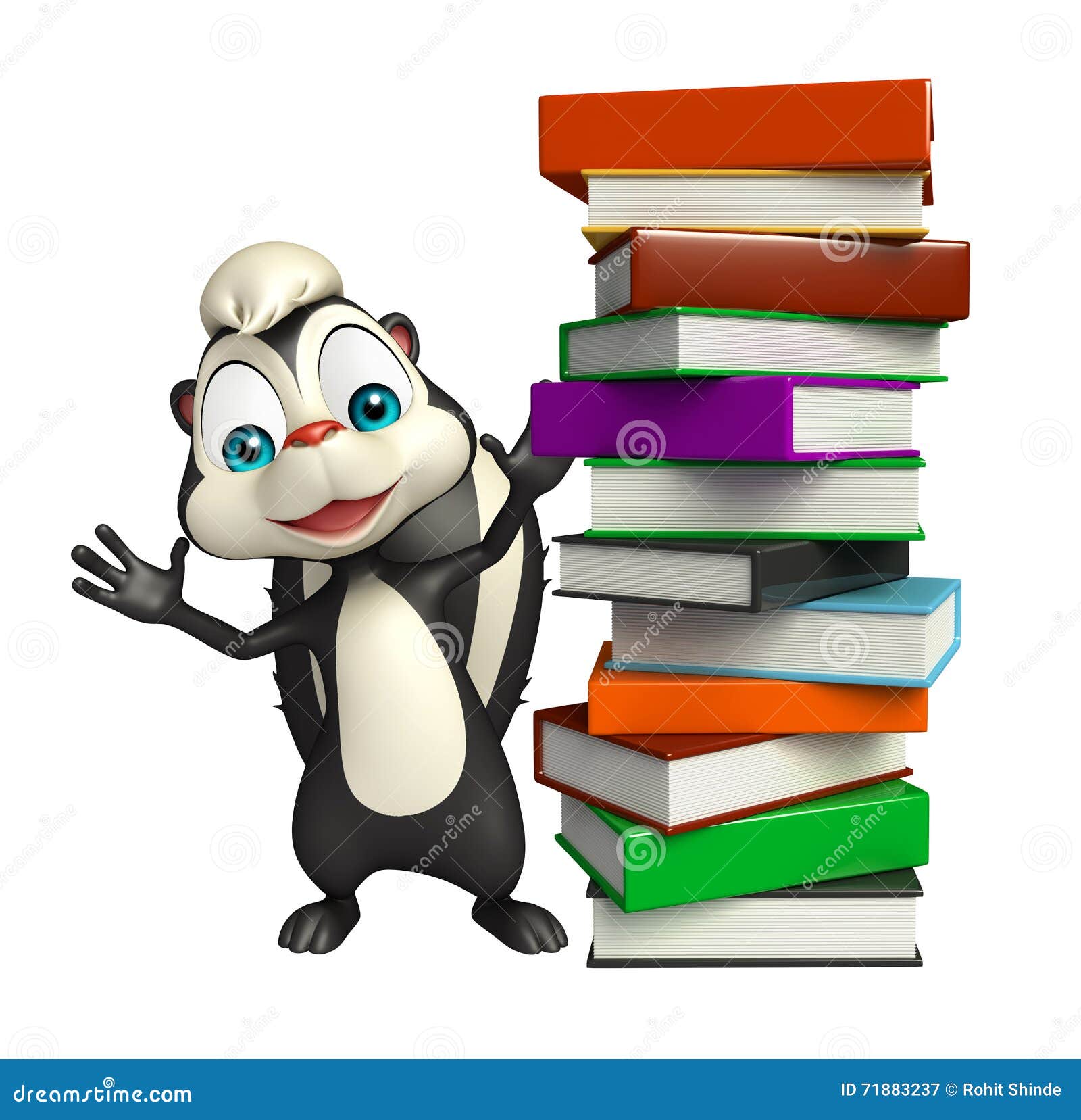 Skunk Cartoon Character with Book Stock Illustration - Illustration of ...