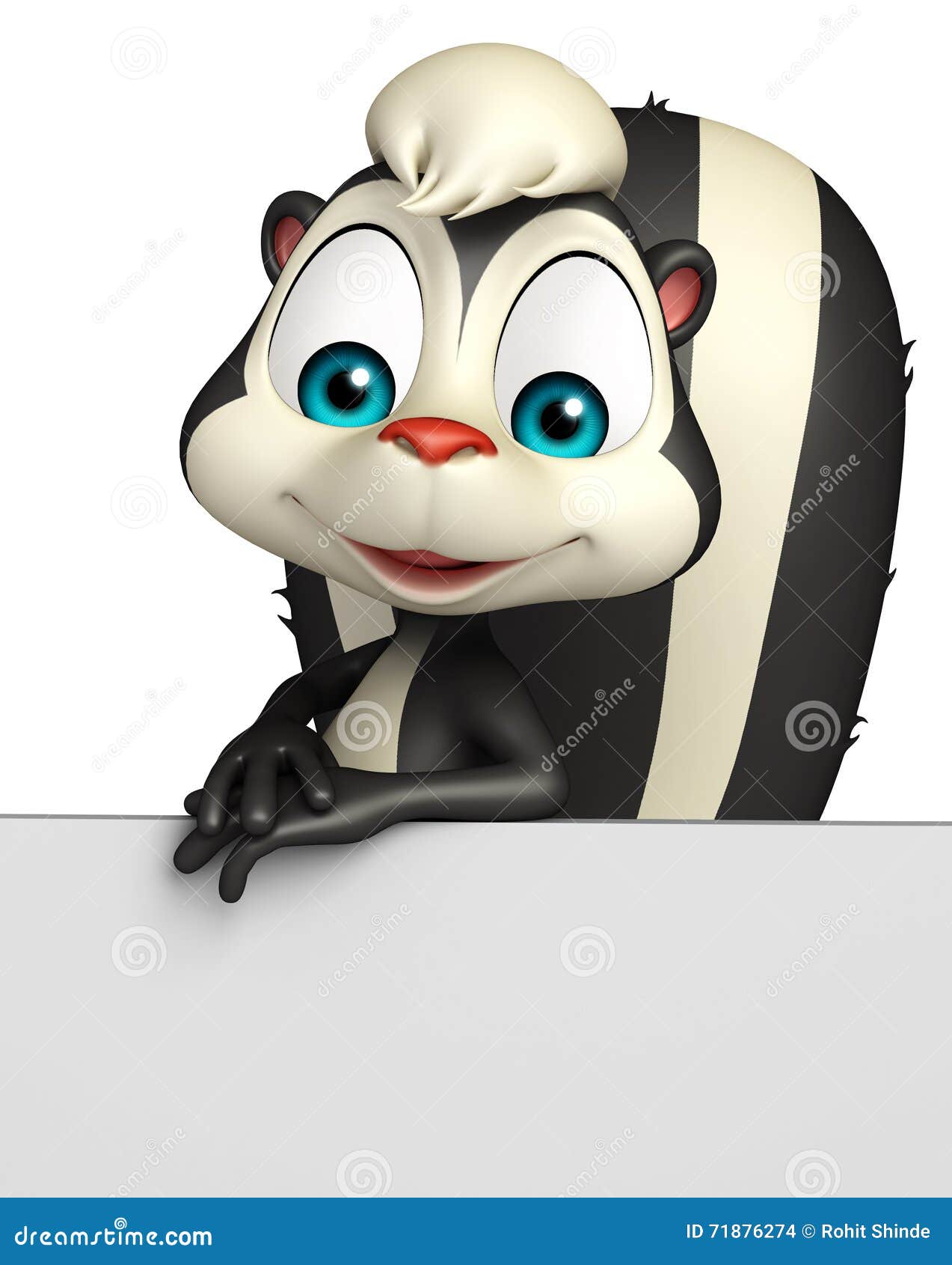 Skunk Cartoon Character with Display Board Stock Illustration ...