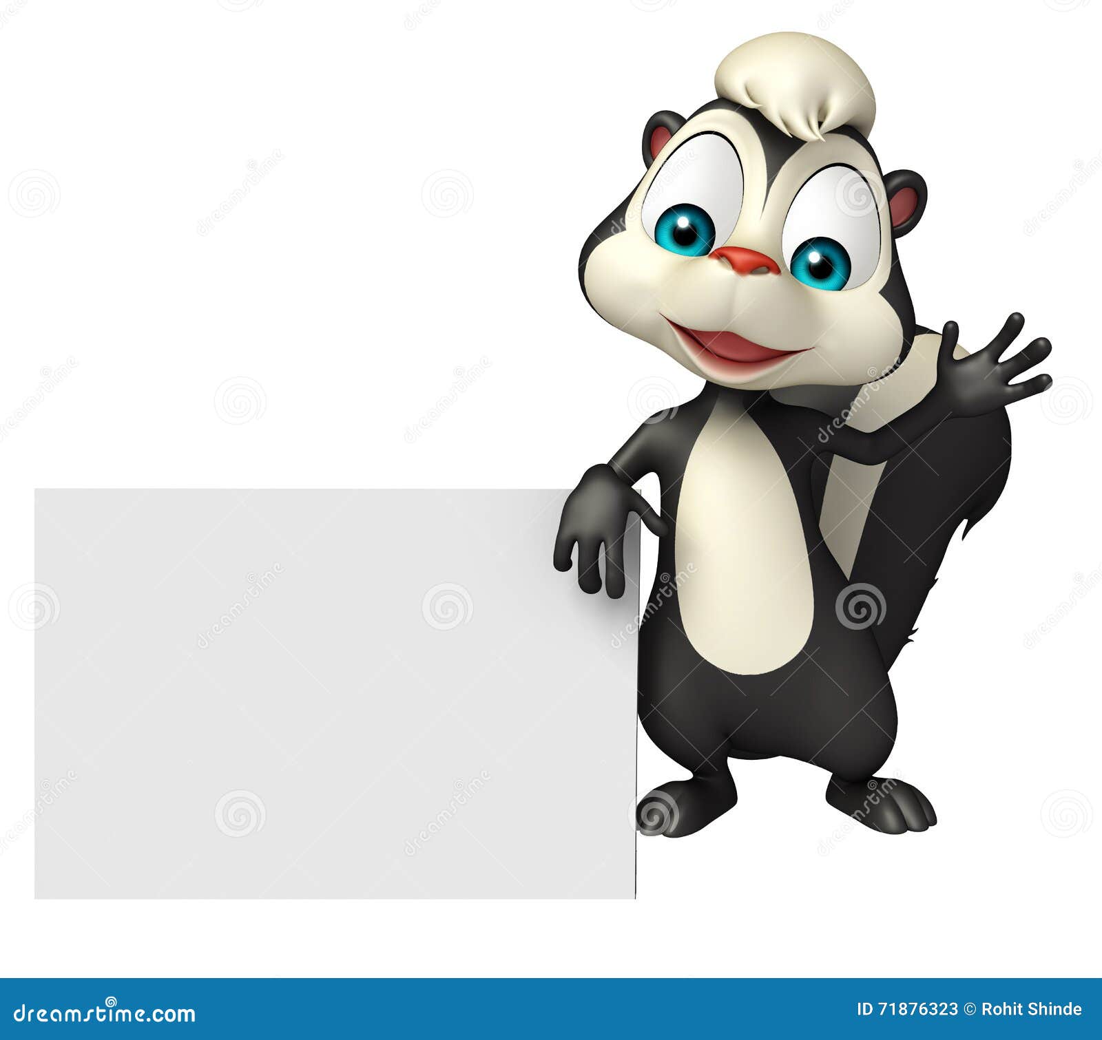 Skunk Cartoon Character with Display Board Stock Illustration ...