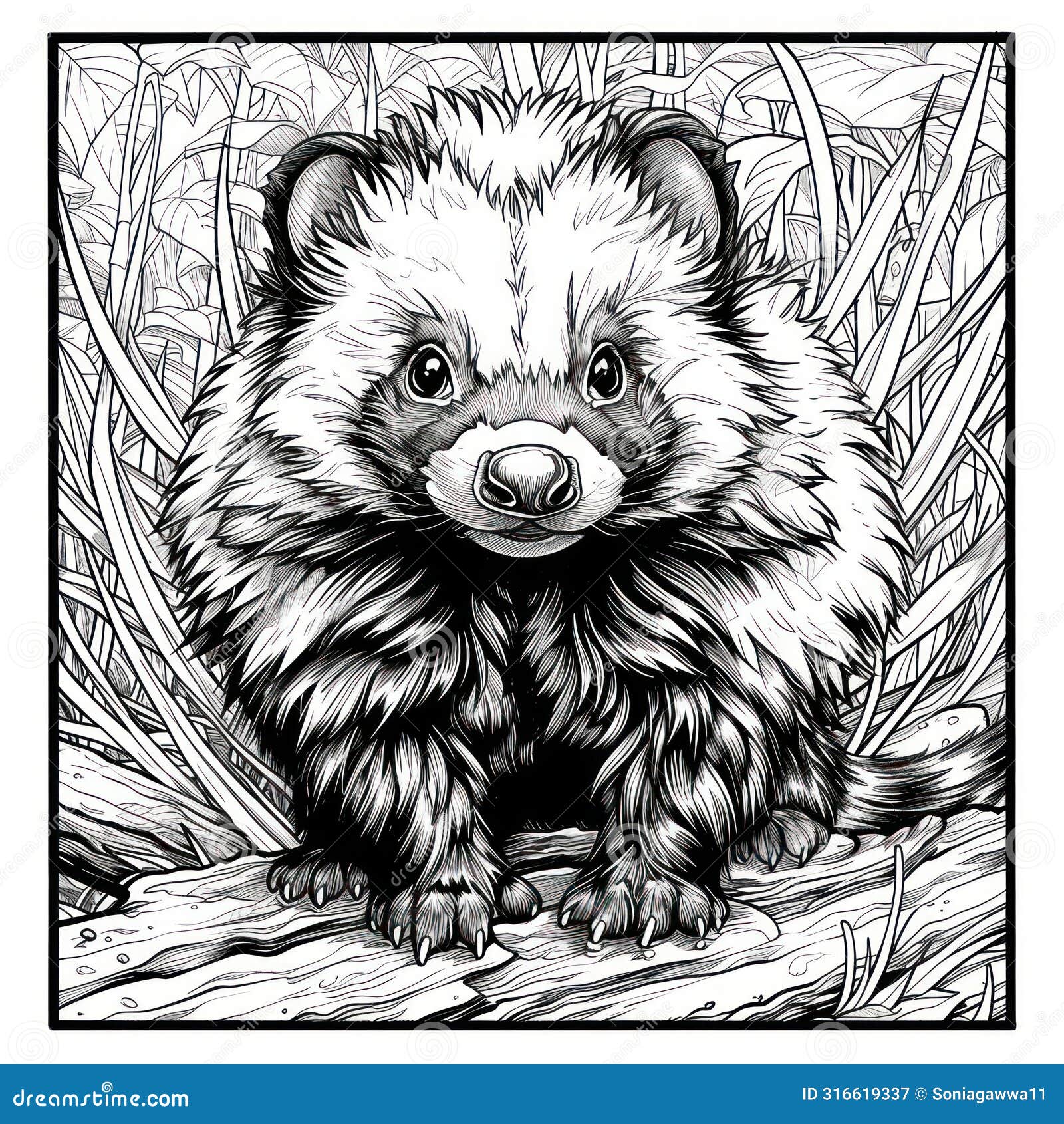 Skunk Drawing Coloring Book Page Stock Illustration - Illustration of ...