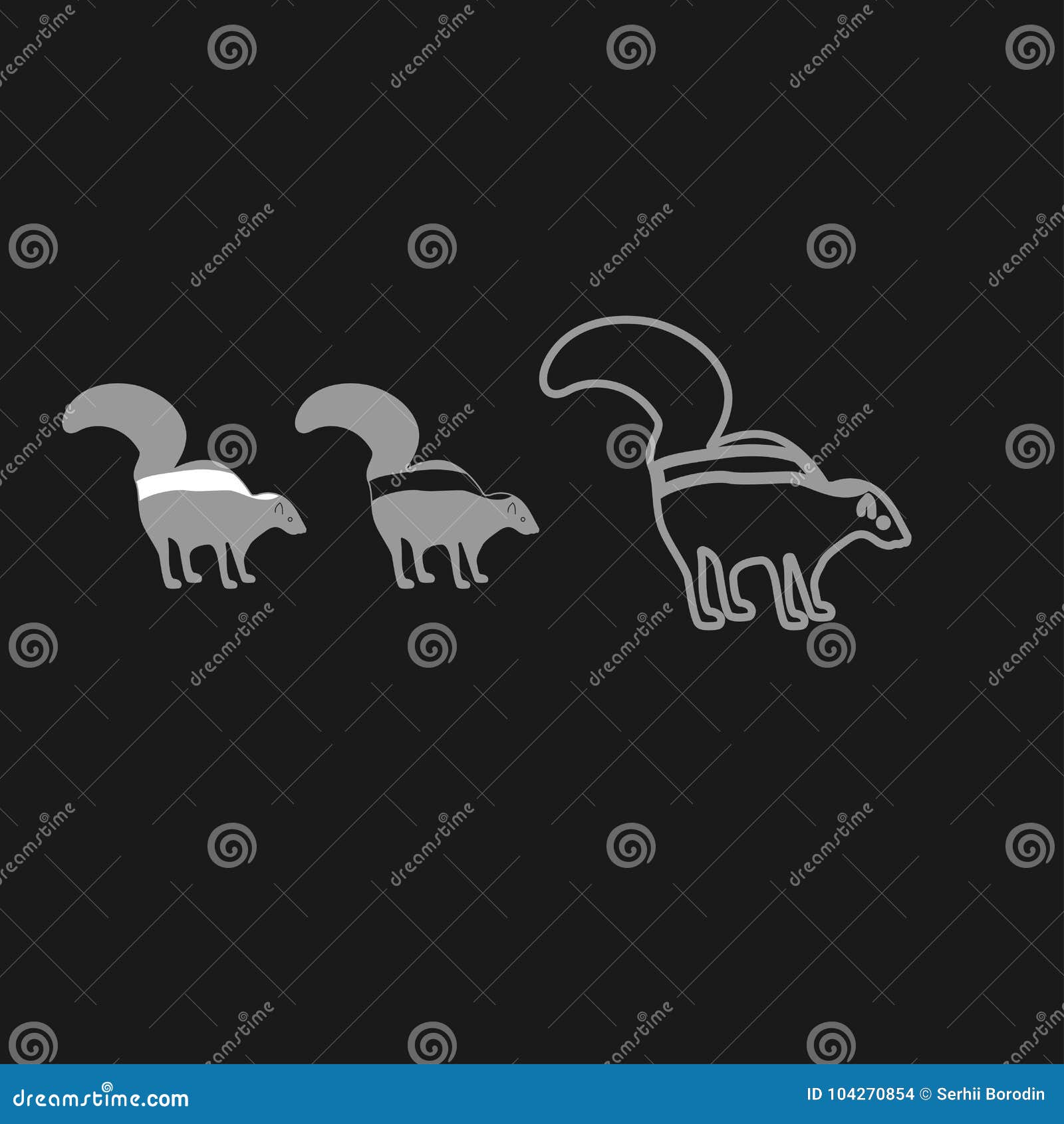 Skunk icon. Grey set . stock vector. Illustration of smelly - 104270854
