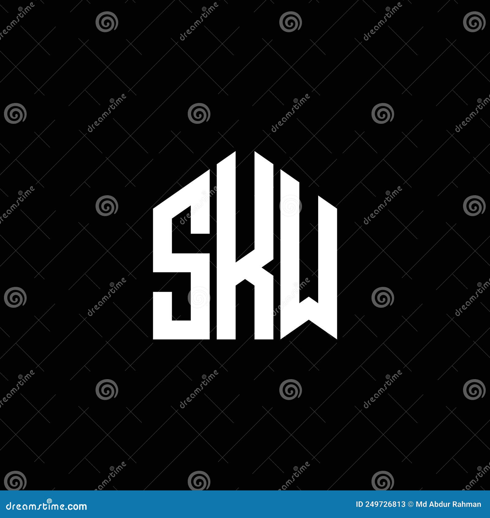 SKW Letter Logo Design on BLACK Background. SKW Creative Initials ...