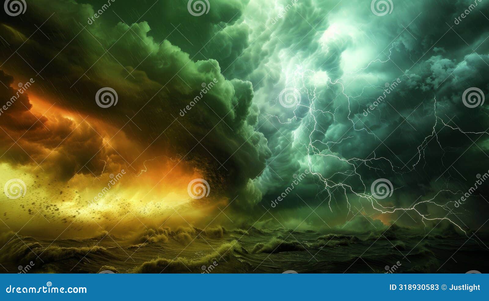 The Sky Above is a Chaotic Mix of Dark Storm Clouds and Vibrant Flashes ...