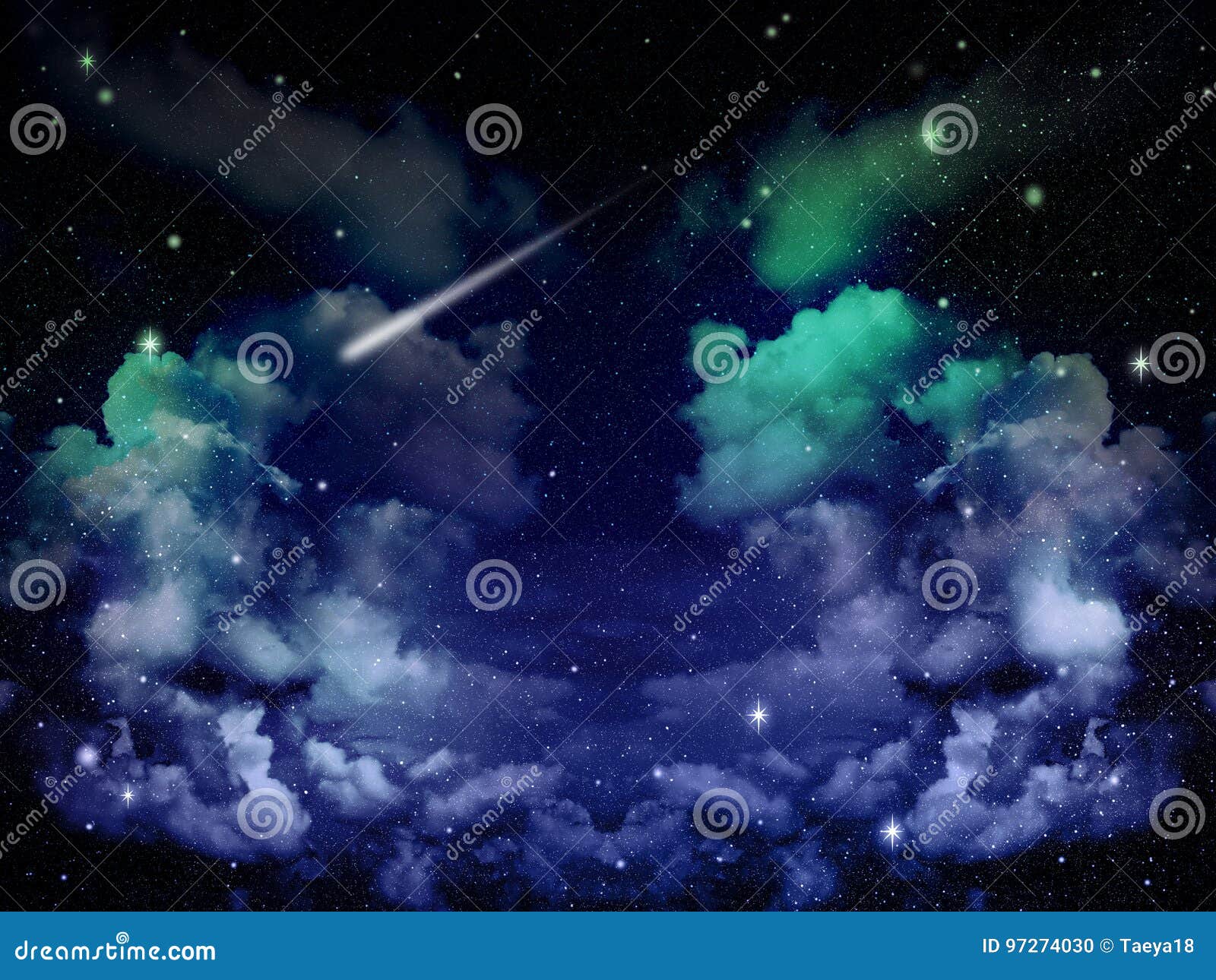 Sky Abstract in Blue Light with Meteor Stock Illustration ...
