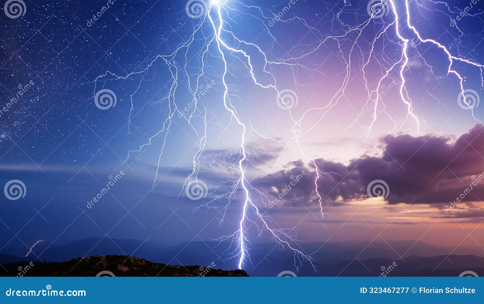 Sky, Abstract and Universe with Lightning in Clouds for Cosmic Storm ...