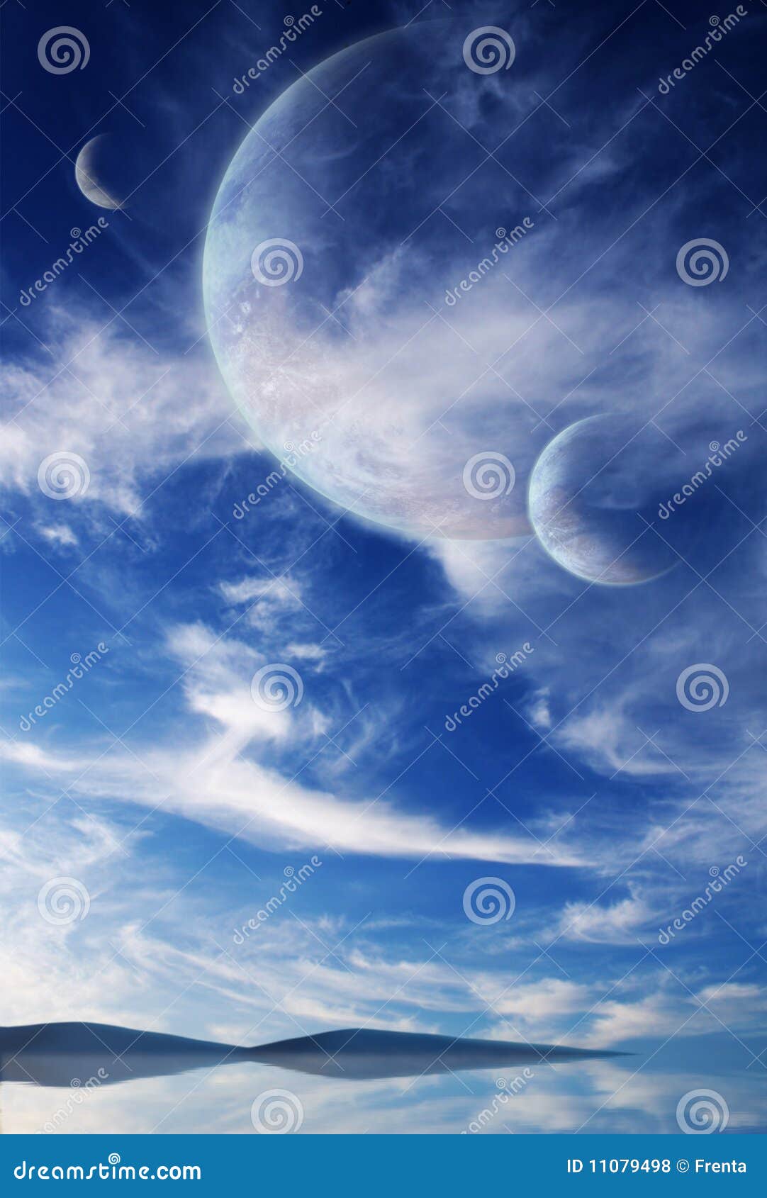 Sky in alien planet stock photo. Image of lake, moon - 11079498