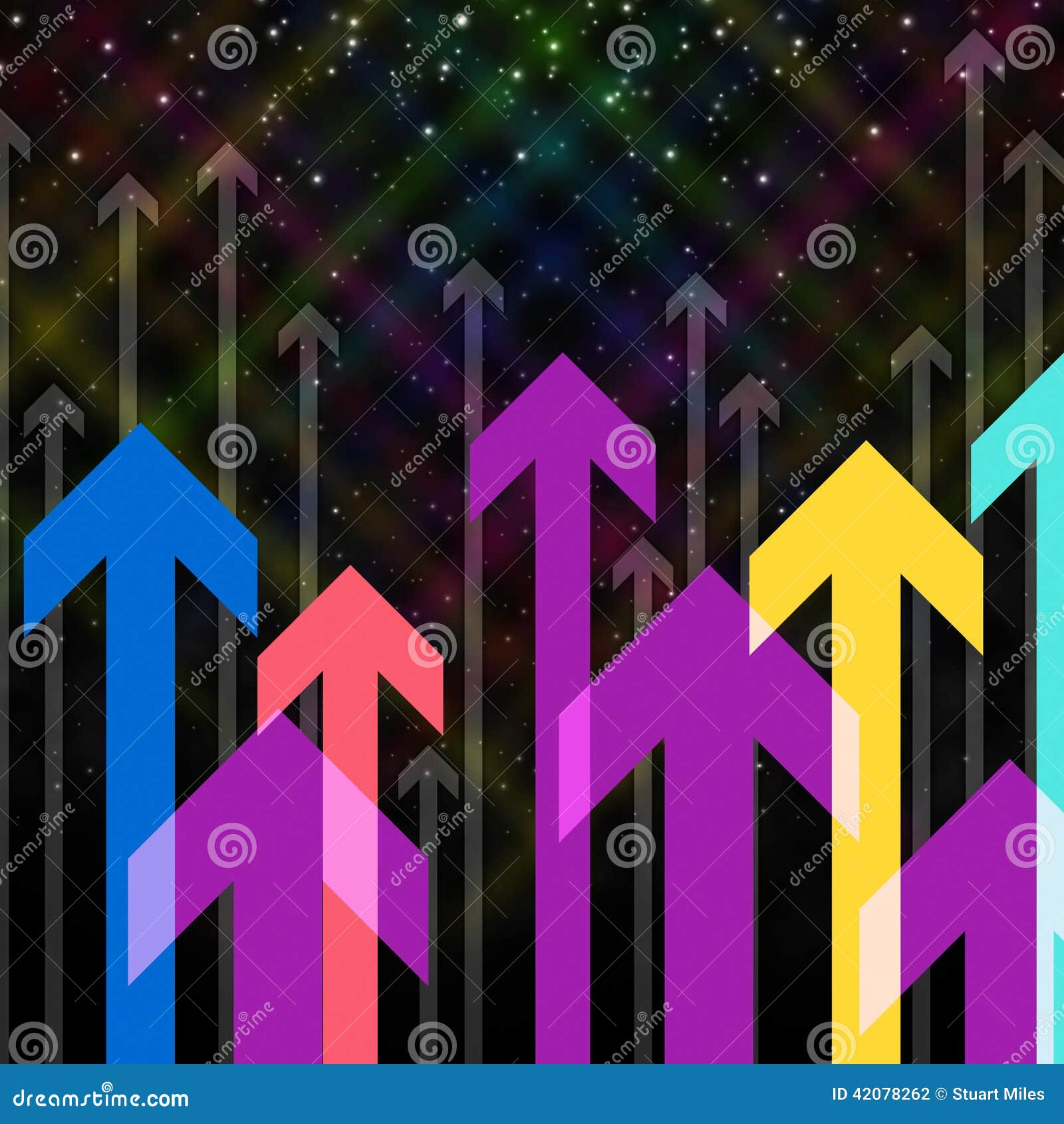 Sky Arrows Background Means Upwards Growth and Direction Stock ...