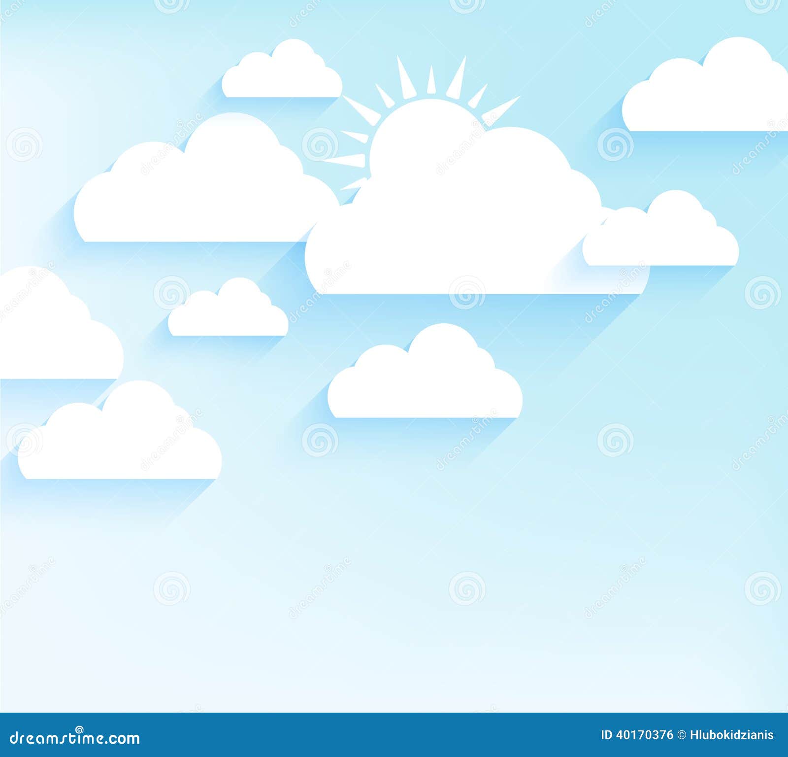 Sky Background in Flat Style Stock Vector - Illustration of white ...