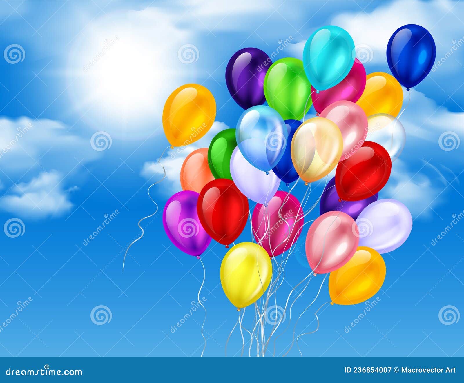 Sky Balloons Bunch Composition Stock Vector - Illustration of festive ...
