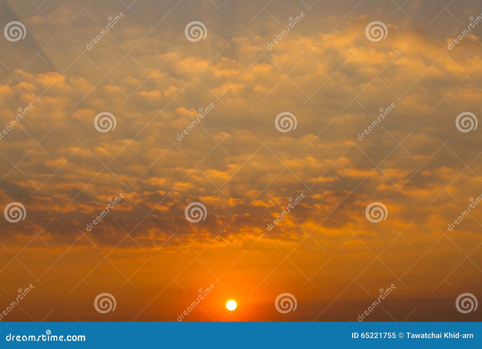 Sky with Beautiful Clouds and Rising Sun, Horizontal Stock Image ...
