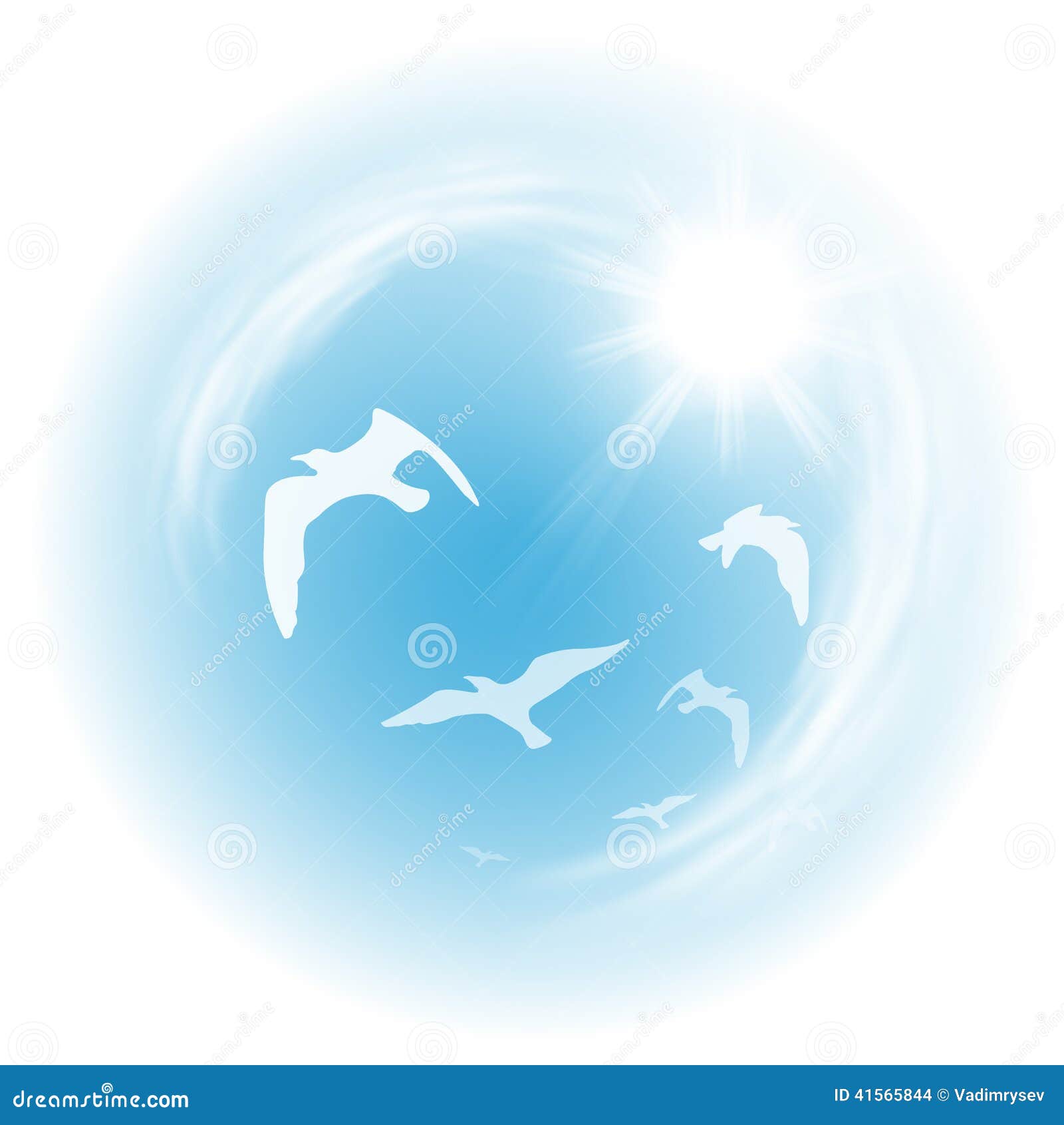 Sky with birds stock vector. Illustration of cloud, natural - 41565844