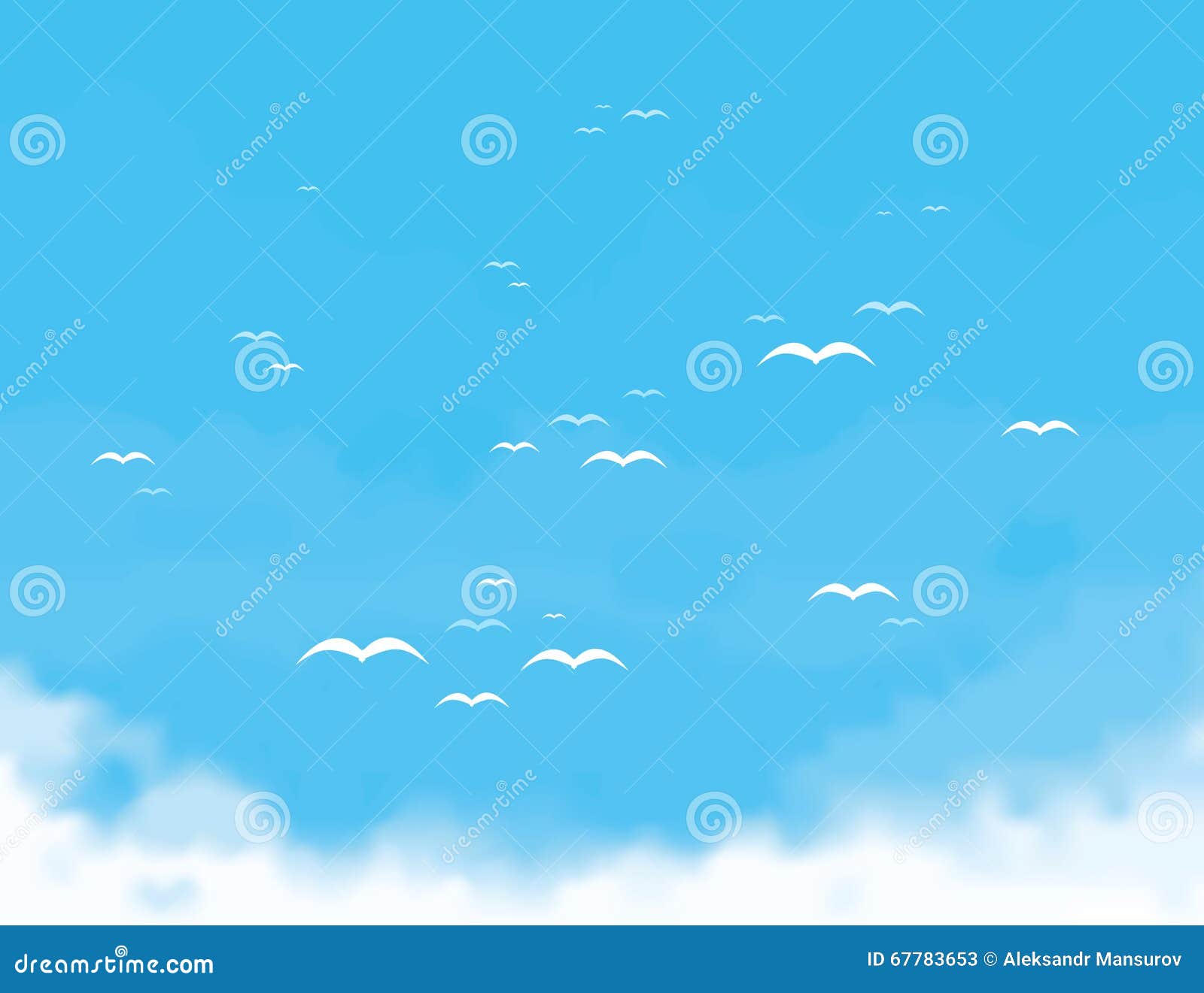 Sky birds stock vector. Illustration of cloudscape, blue - 67783653