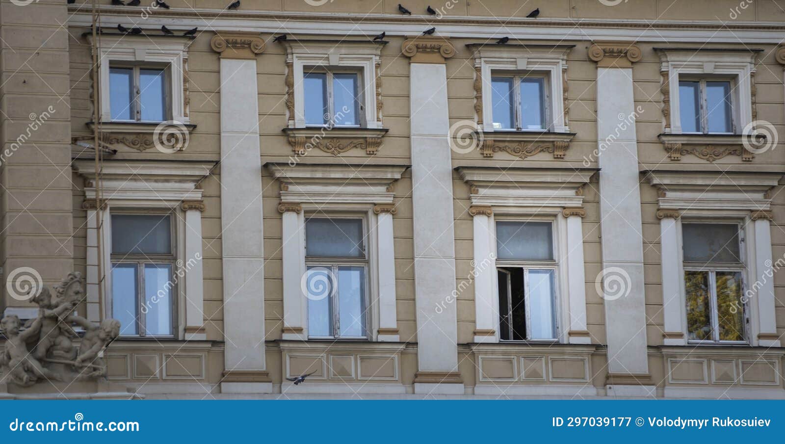 Sky, Birds, Windows and Columns Stock Image - Image of balconies, birds ...