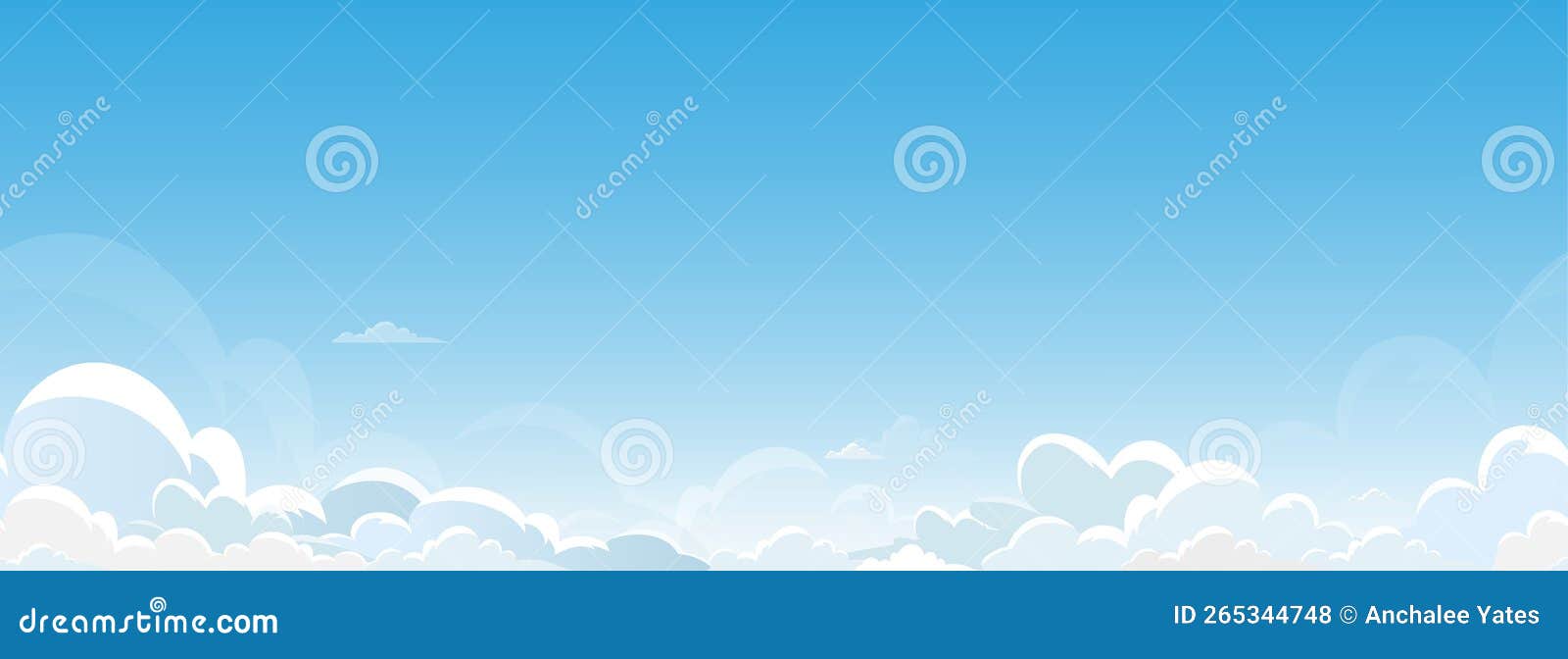 Sky Blue with Cloud Seamless Pattern.Vector Cartoon Horizontal ...