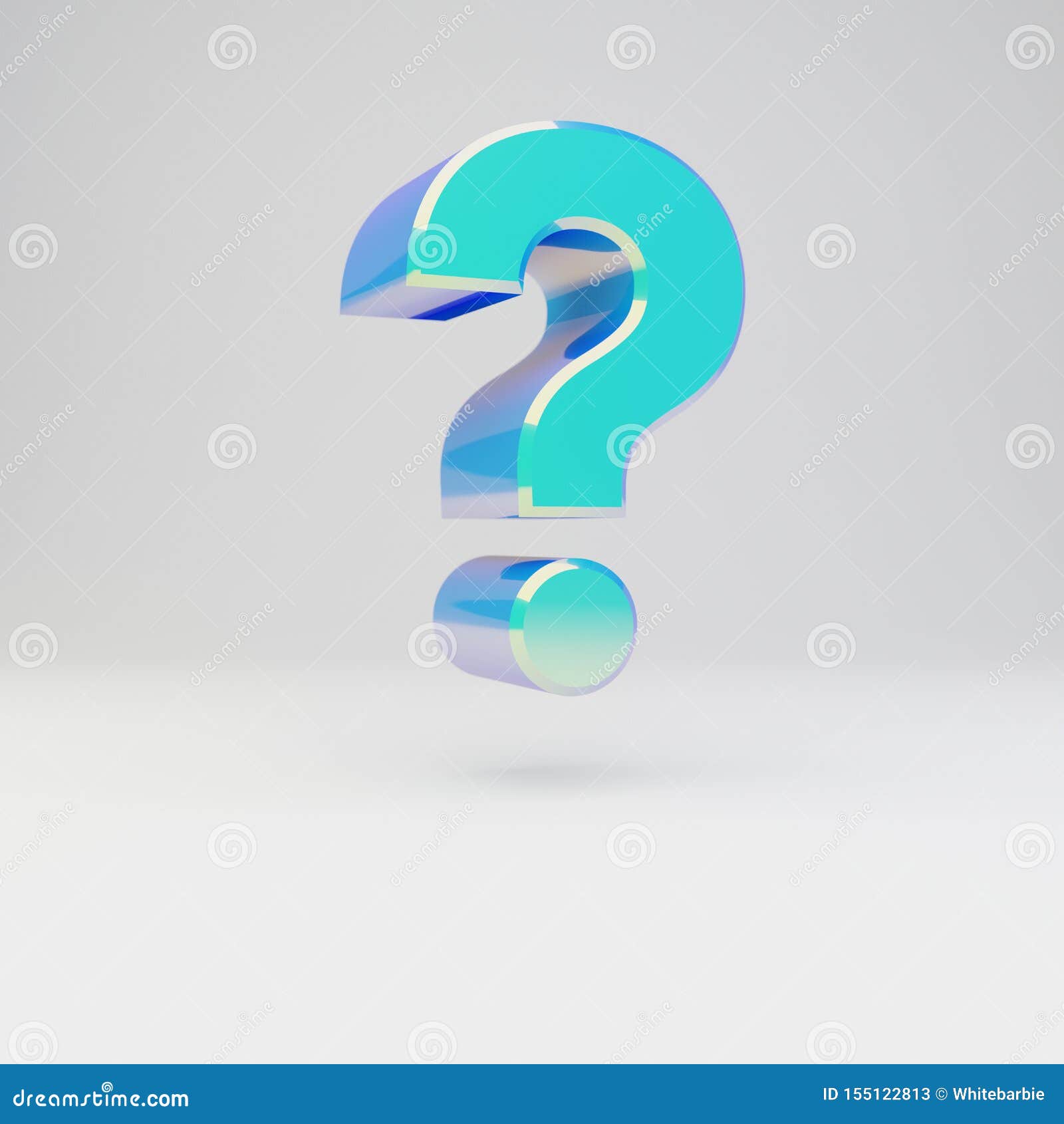 Sky Blue 3d Question Symbol. Metal Font with Glossy Reflections and ...