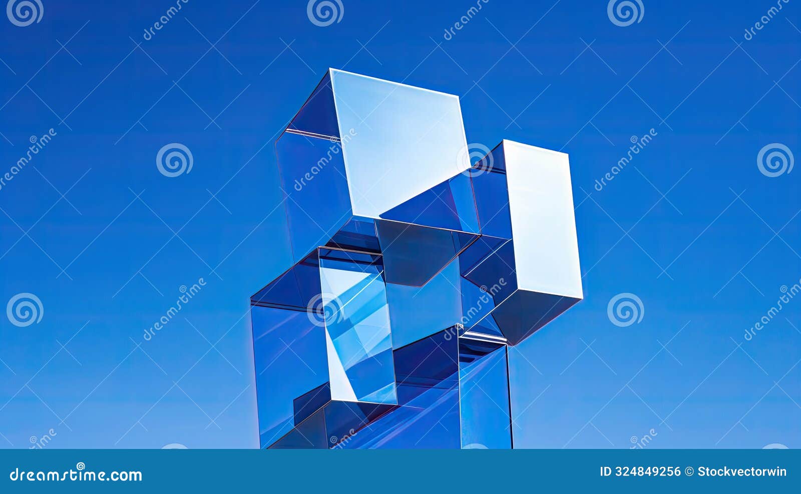 Sky blue geometric stock illustration. Illustration of prisms - 324849256