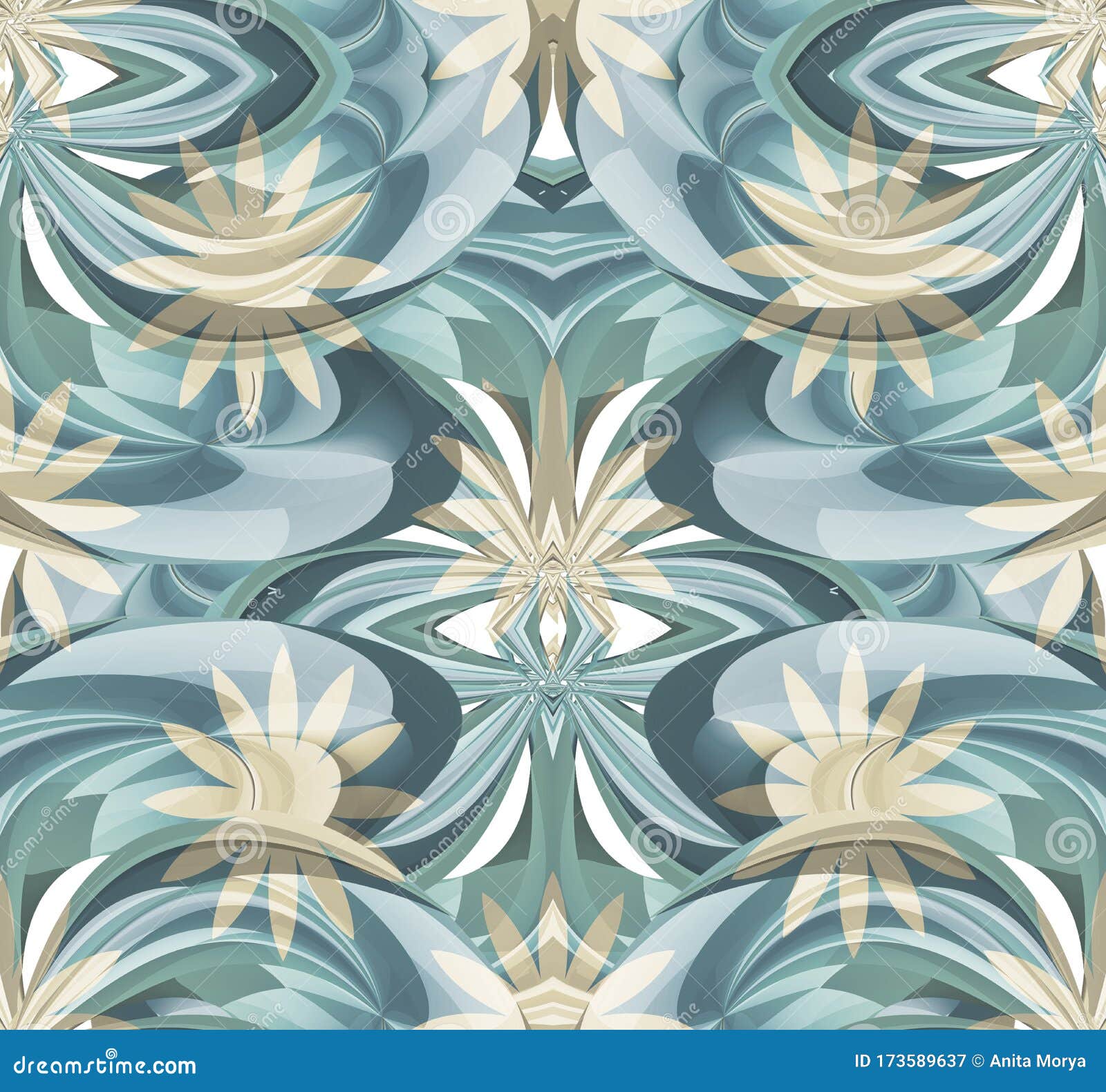 Sky Blue and Gray Seamless Flower Type Pattern Artwork Stock ...