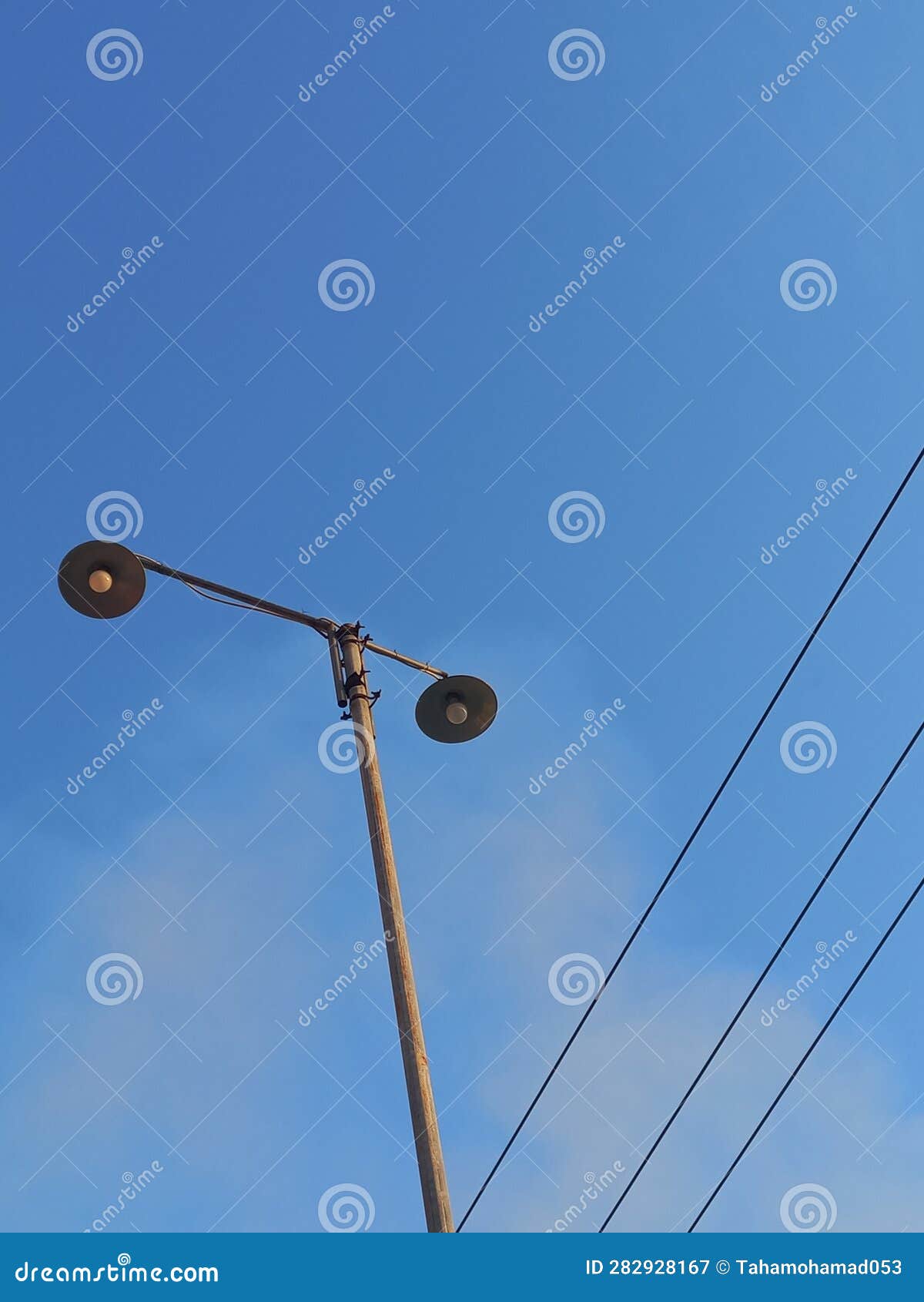 Sky Blue Light Power Pole Street Bird Cable High Beautiful Cloud ...