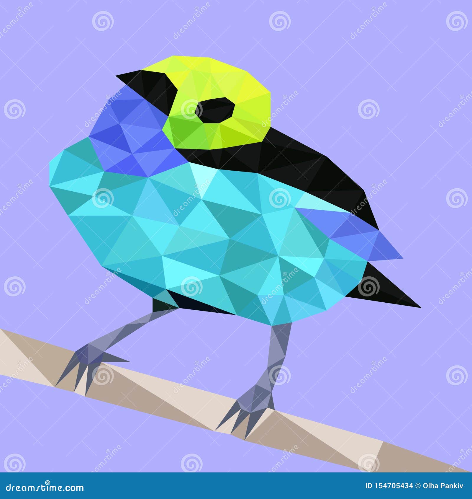 Sky blue polygon bird stock vector. Illustration of beak - 154705434