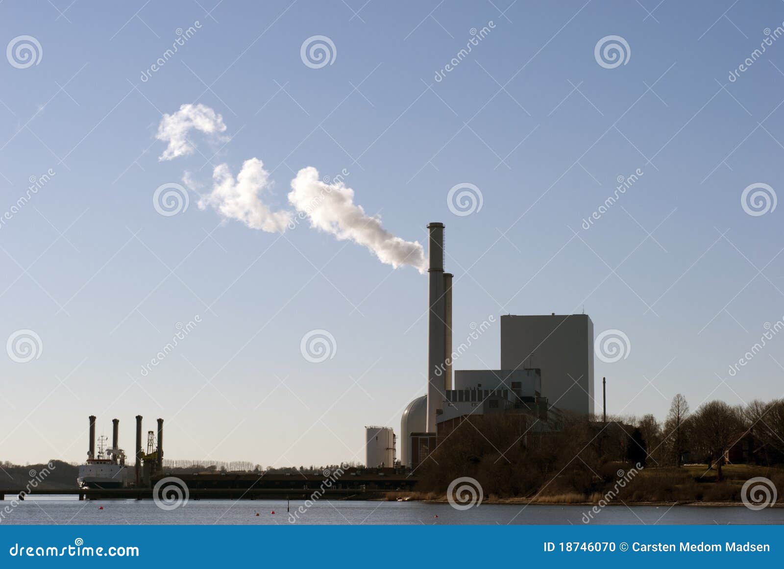 Sky blue power plant stock photo. Image of denmark, landmark - 18746070
