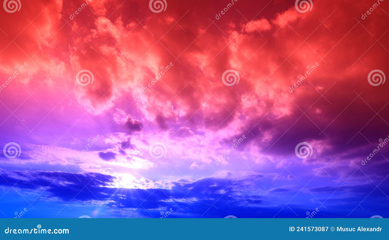 Sky with Blue and Red Colored Clouds Stock Image - Image of vibrant ...