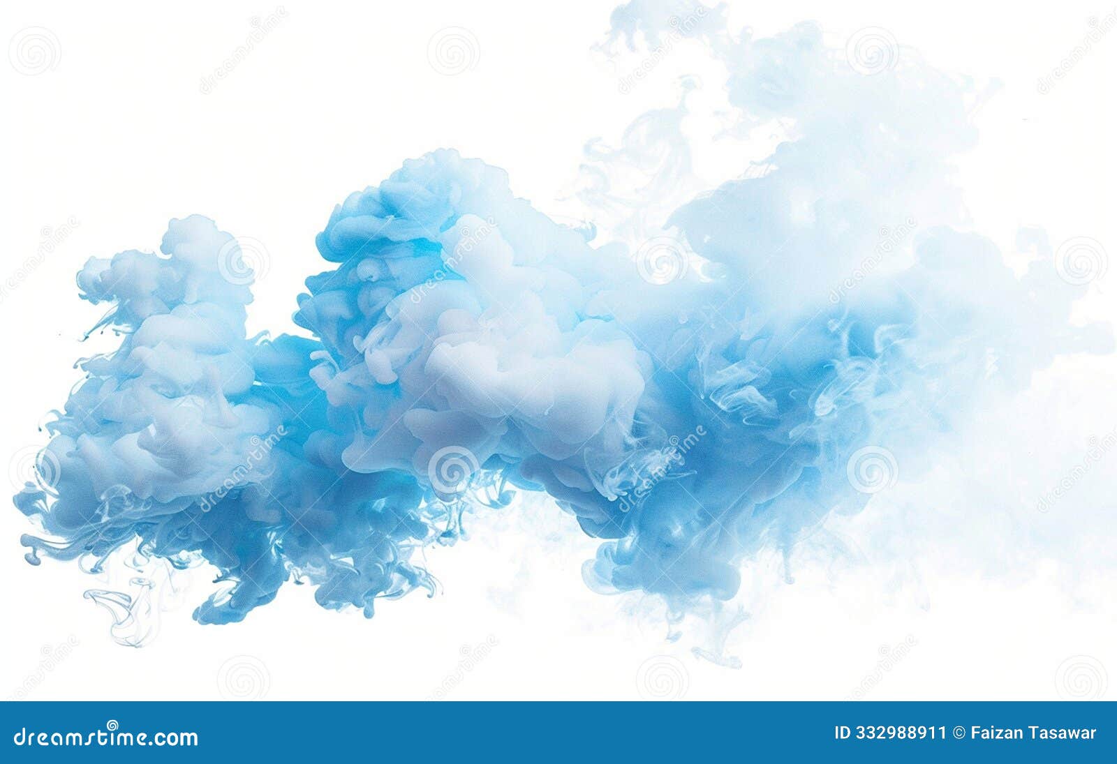 Sky Blue Smoking Explosion on White Background -Generative Ai Stock ...