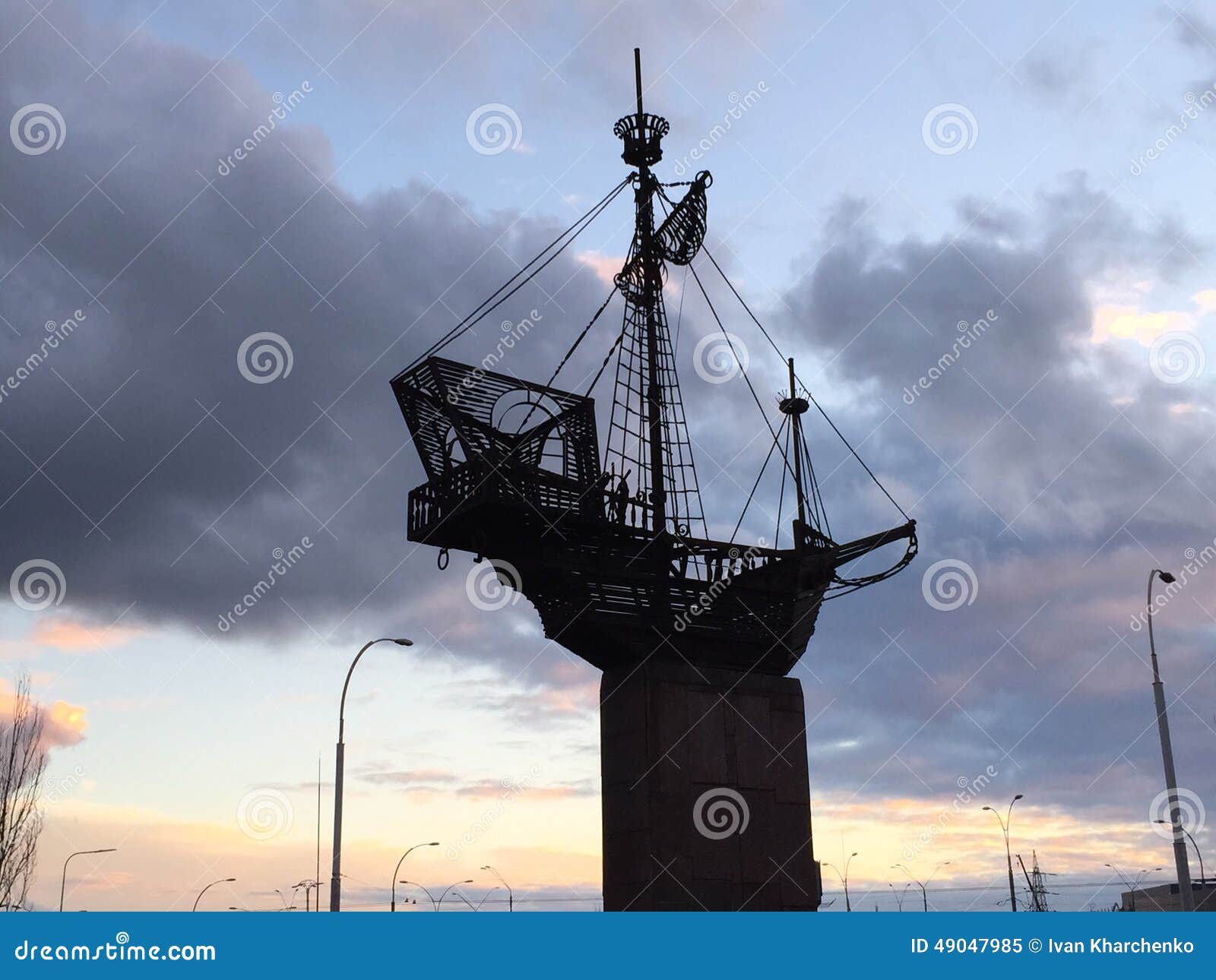 Sky boat stock image. Image of monument, boat, ship, kiev - 49047985