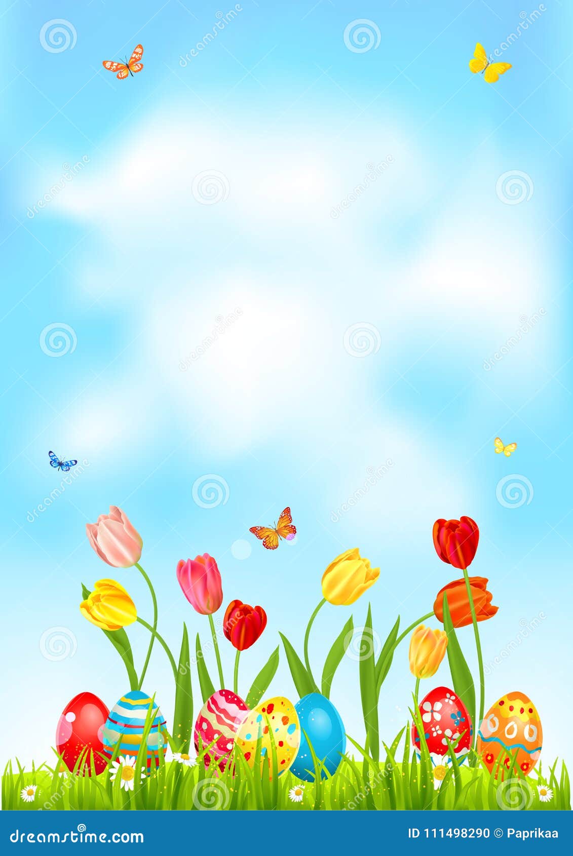 Sky Bright Blue Easter Card Stock Vector - Illustration of grass, happy ...