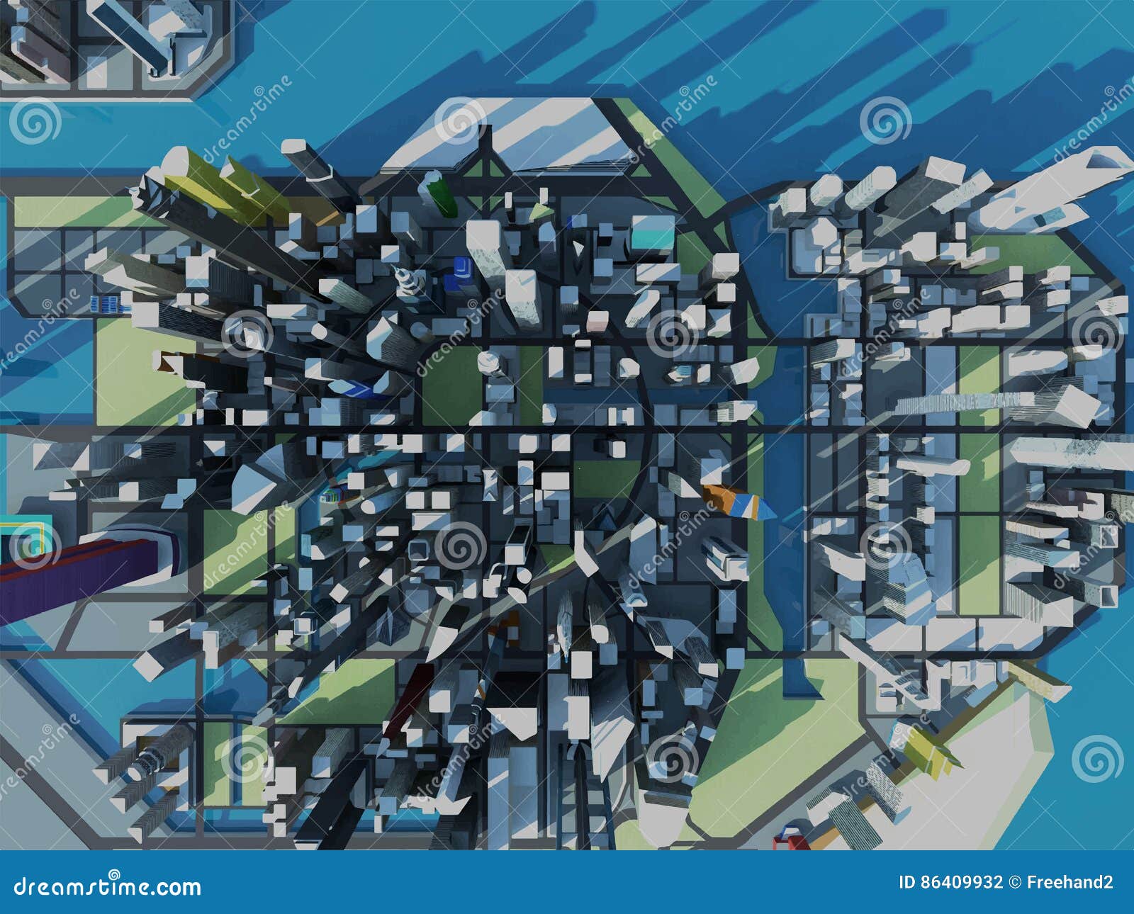 Sky Building City Bird Eye View Stock Illustration - Illustration of ...