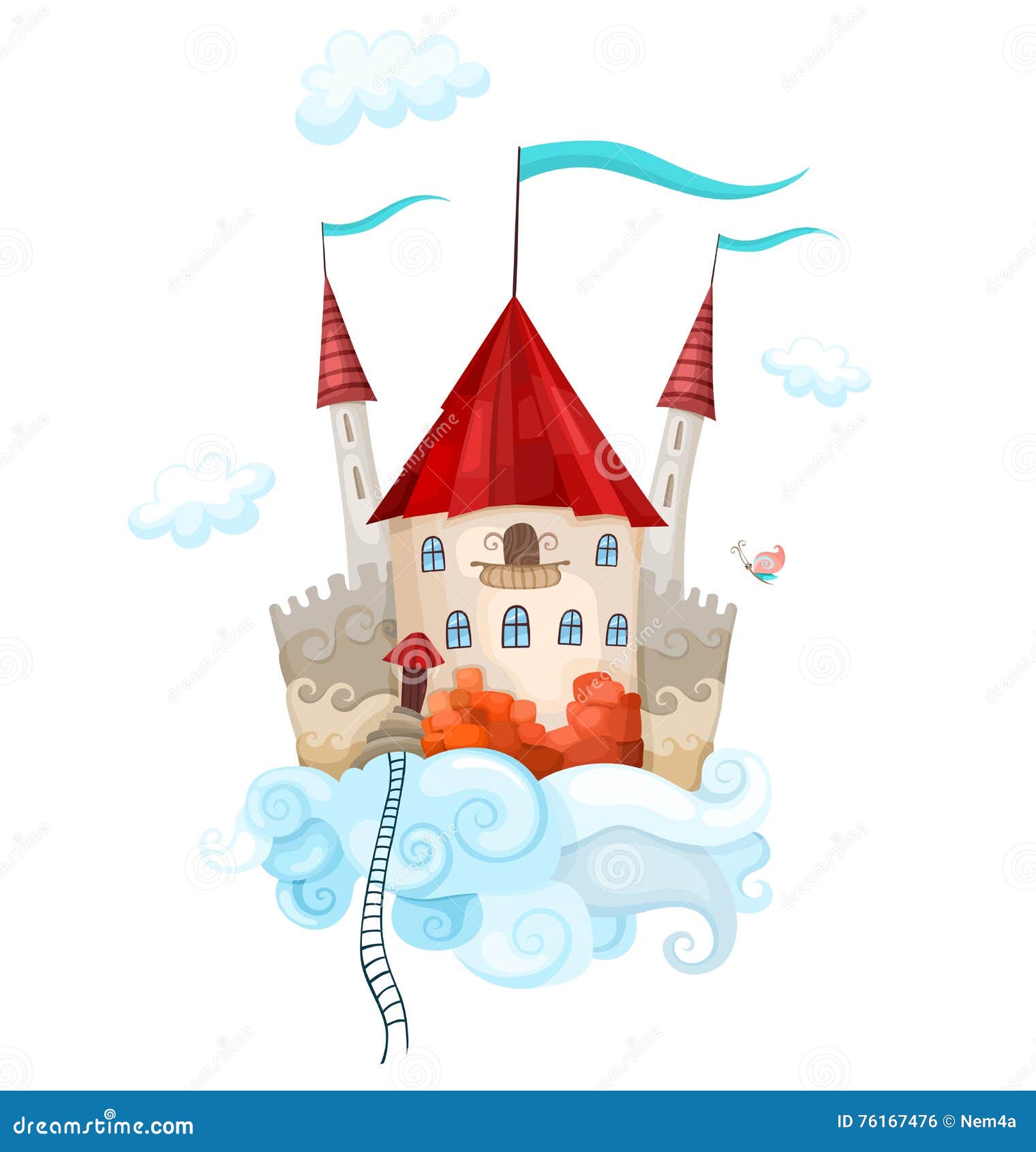 Sky castle stock vector. Illustration of balcony, dream - 76167476