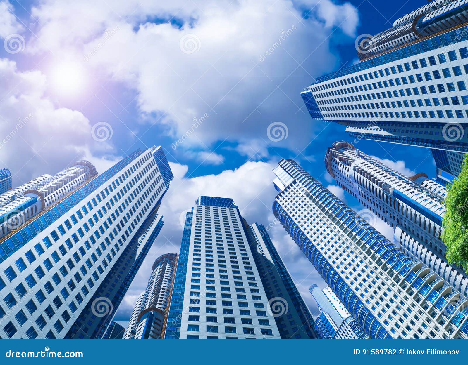 Sky in circle of buildings stock photo. Image of impressions - 91589782