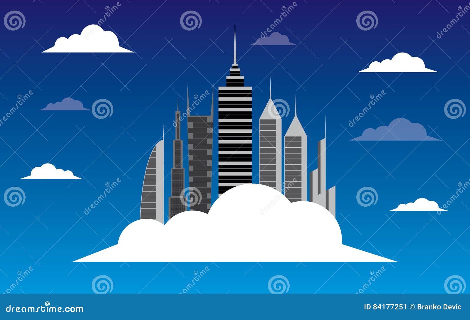 Sky city stock vector. Illustration of skyline, clear - 84177251