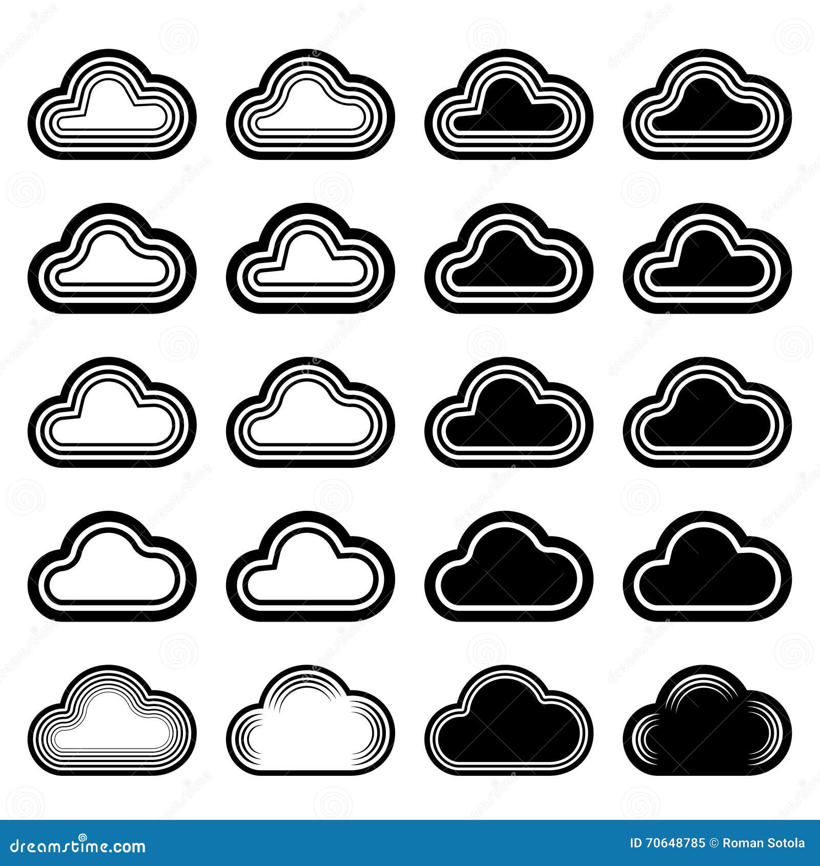 Sky Cloud Black Symbols Vector Illustration | CartoonDealer.com #70648785