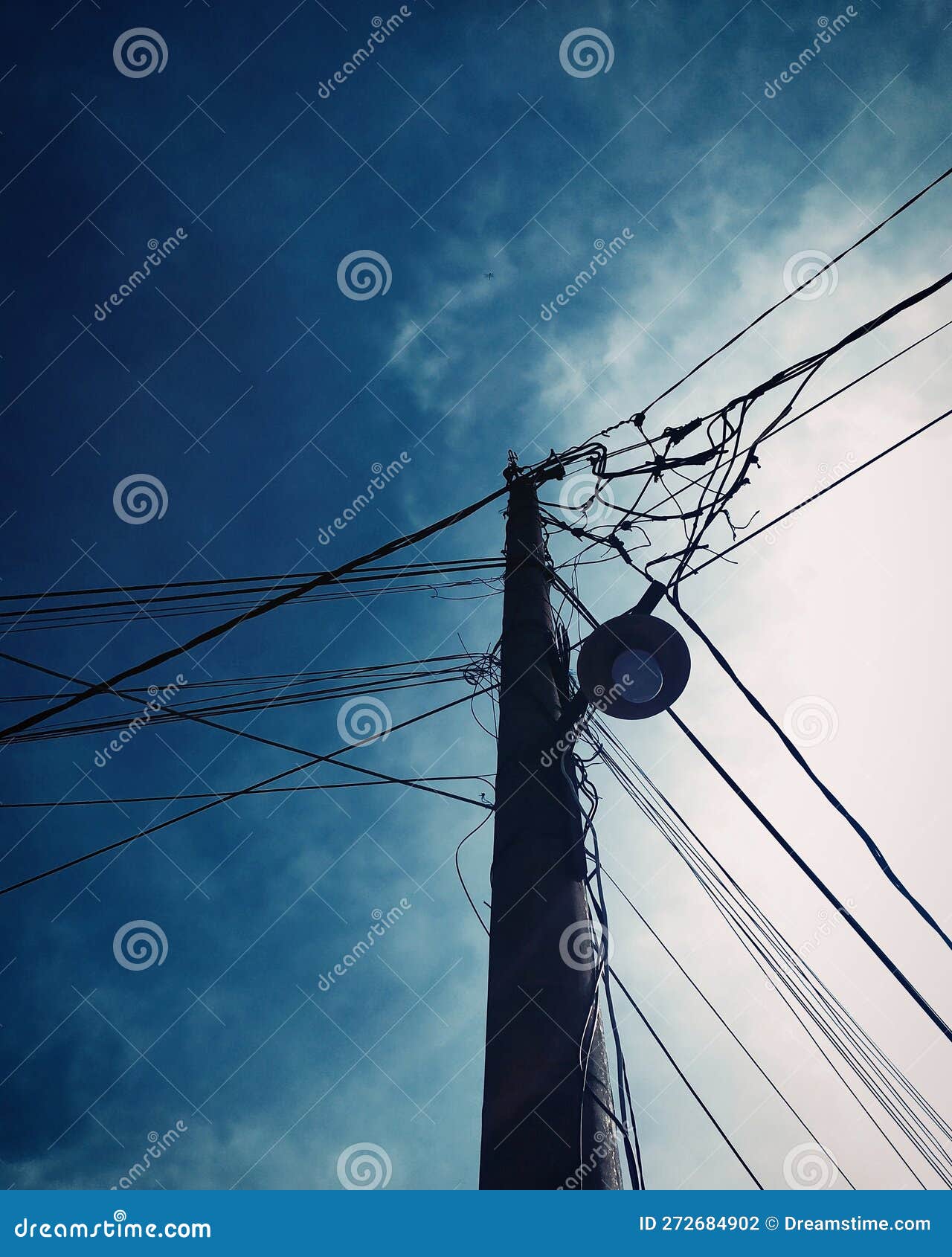 Sky Cloud Pole Cable Electricity Lamp Grading Stock Photo - Image of ...