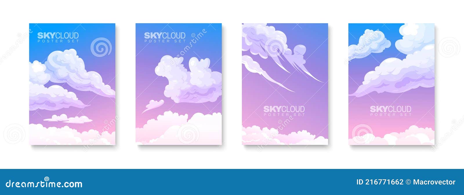 Sky Cloud Posters Set stock vector. Illustration of turquoise - 216771662