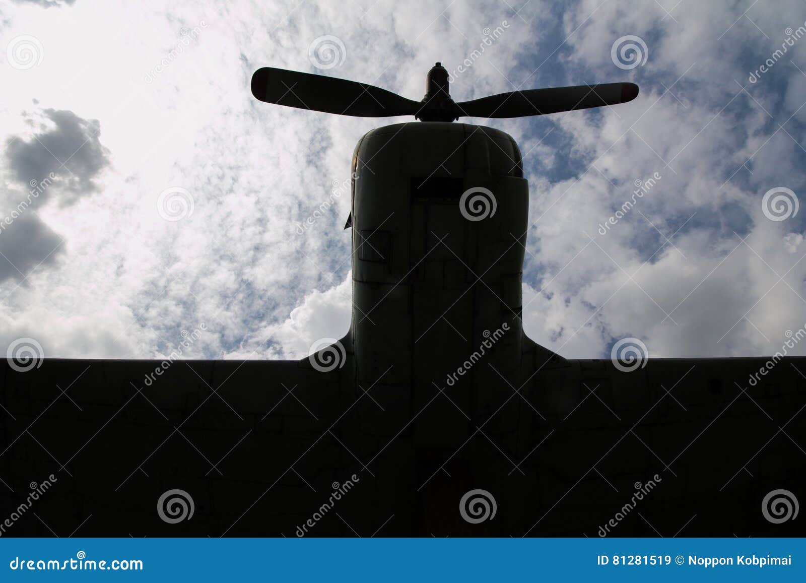 Sky and Cloud Under Head Plane View, Silhouette Below Front. Stock ...
