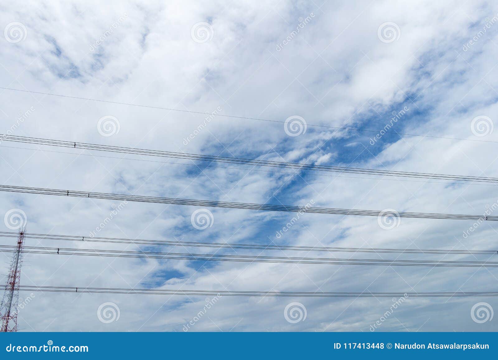 Sky cloud and wire. cable stock photo. Image of electric - 117413448