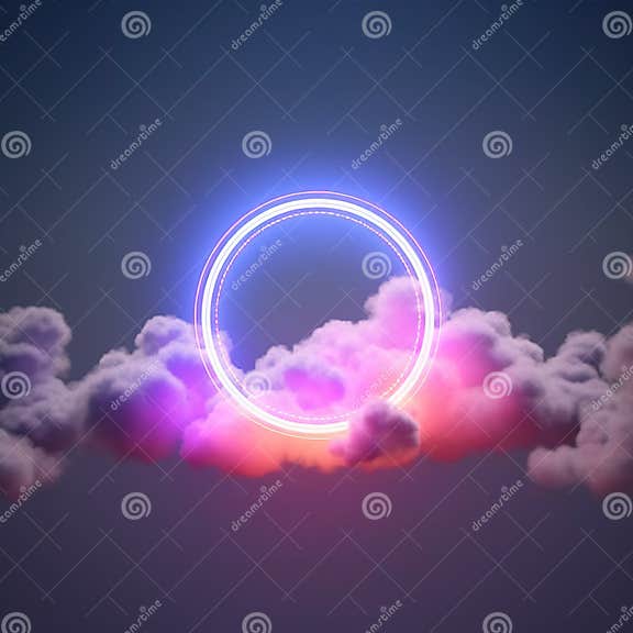 Sky and Clouds. Abstract Geometric Background Ring Shape with Glowing Rings Stock Illustration ...