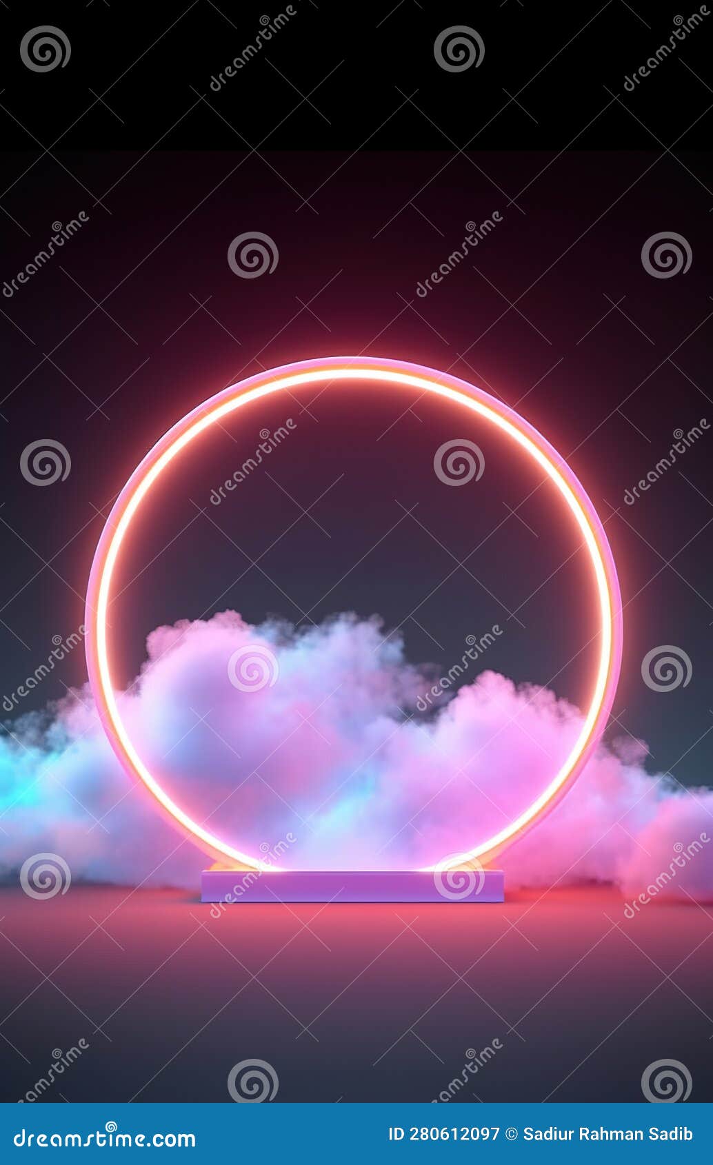 Sky and Clouds. Abstract Geometric Background Ring Shape with Glowing ...