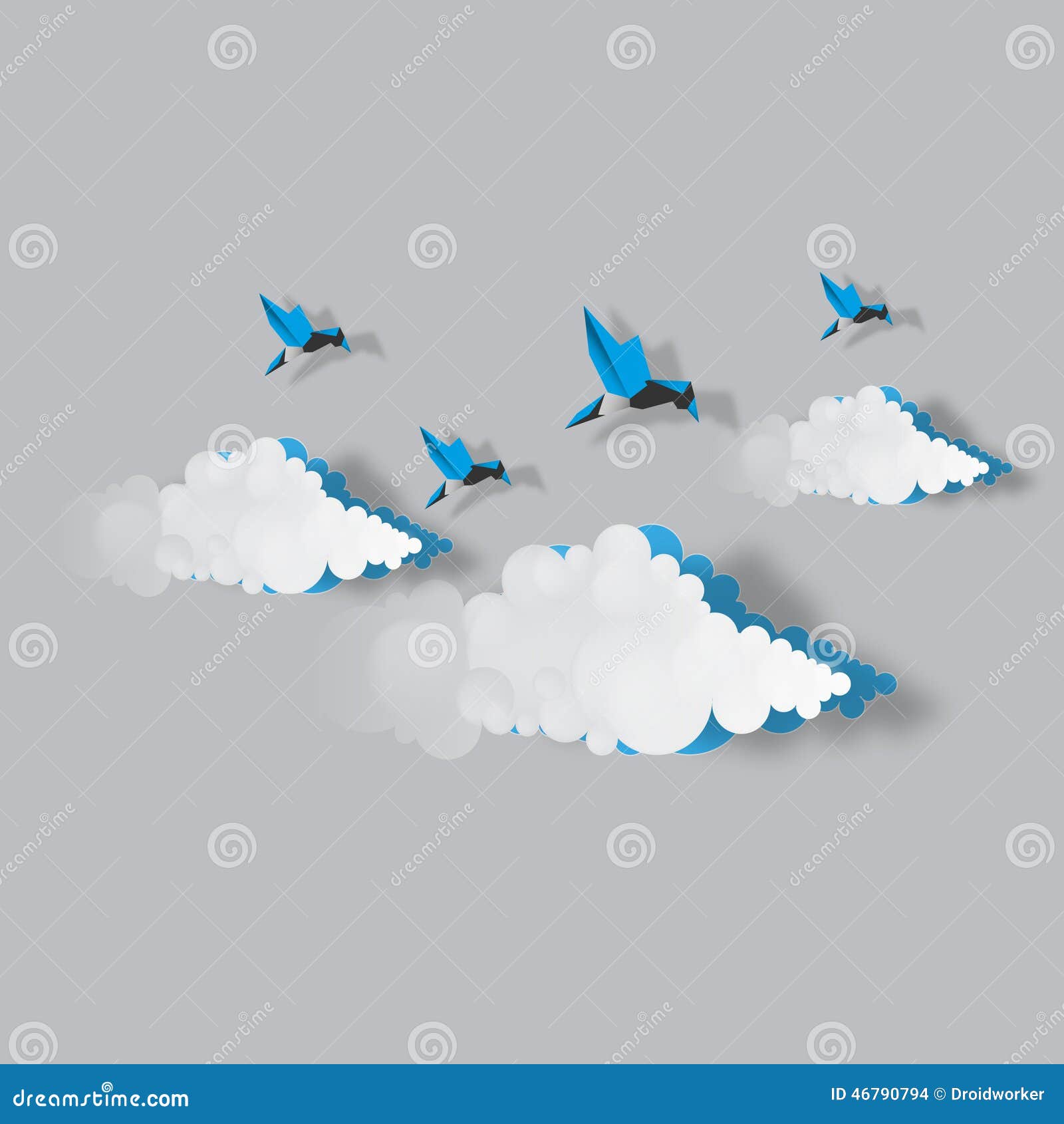 Sky with Clouds and Birds Vector Design Stock Vector - Illustration of ...