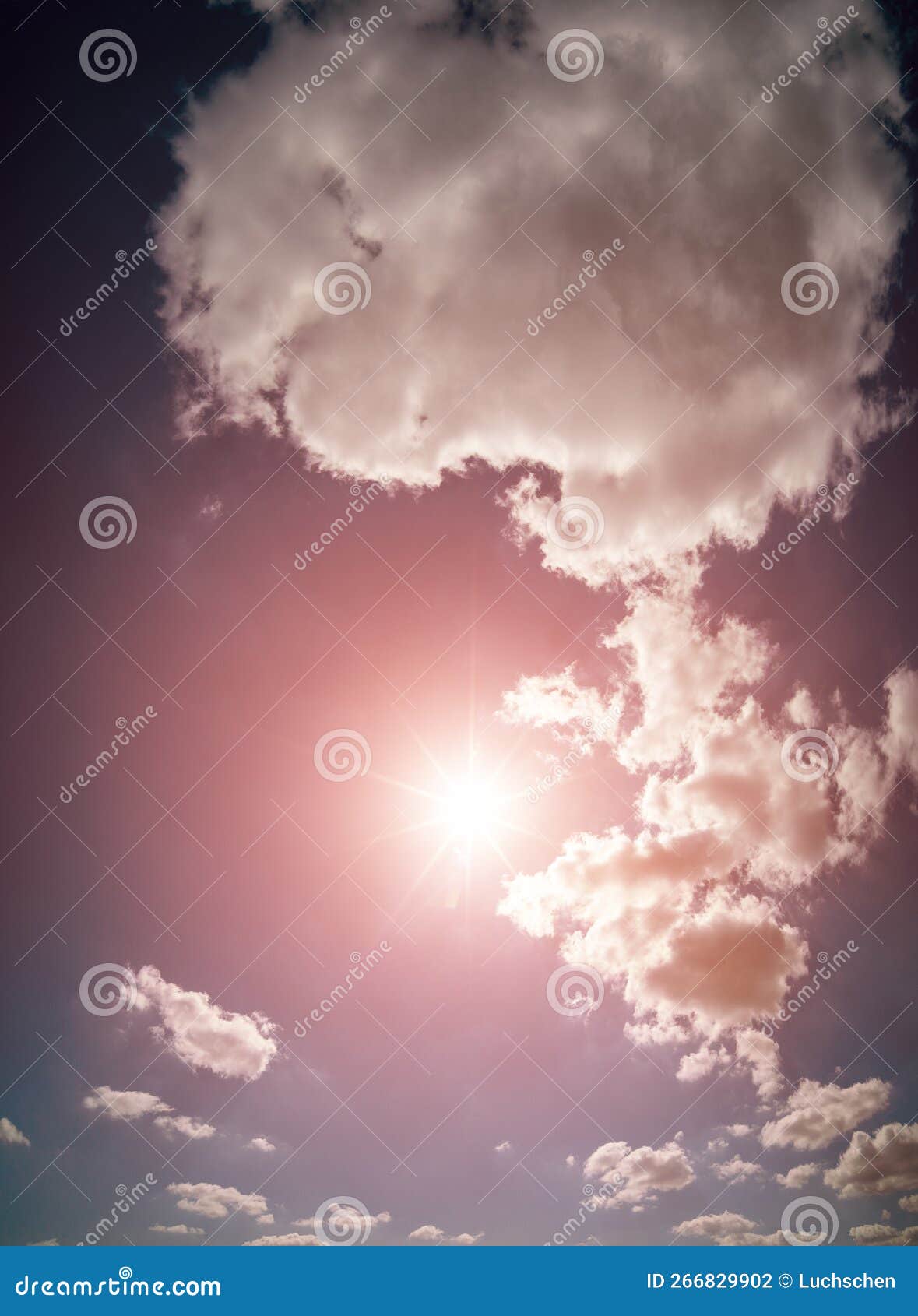 Sky with Clouds and Bright Red Sun Stock Photo - Image of beauty ...