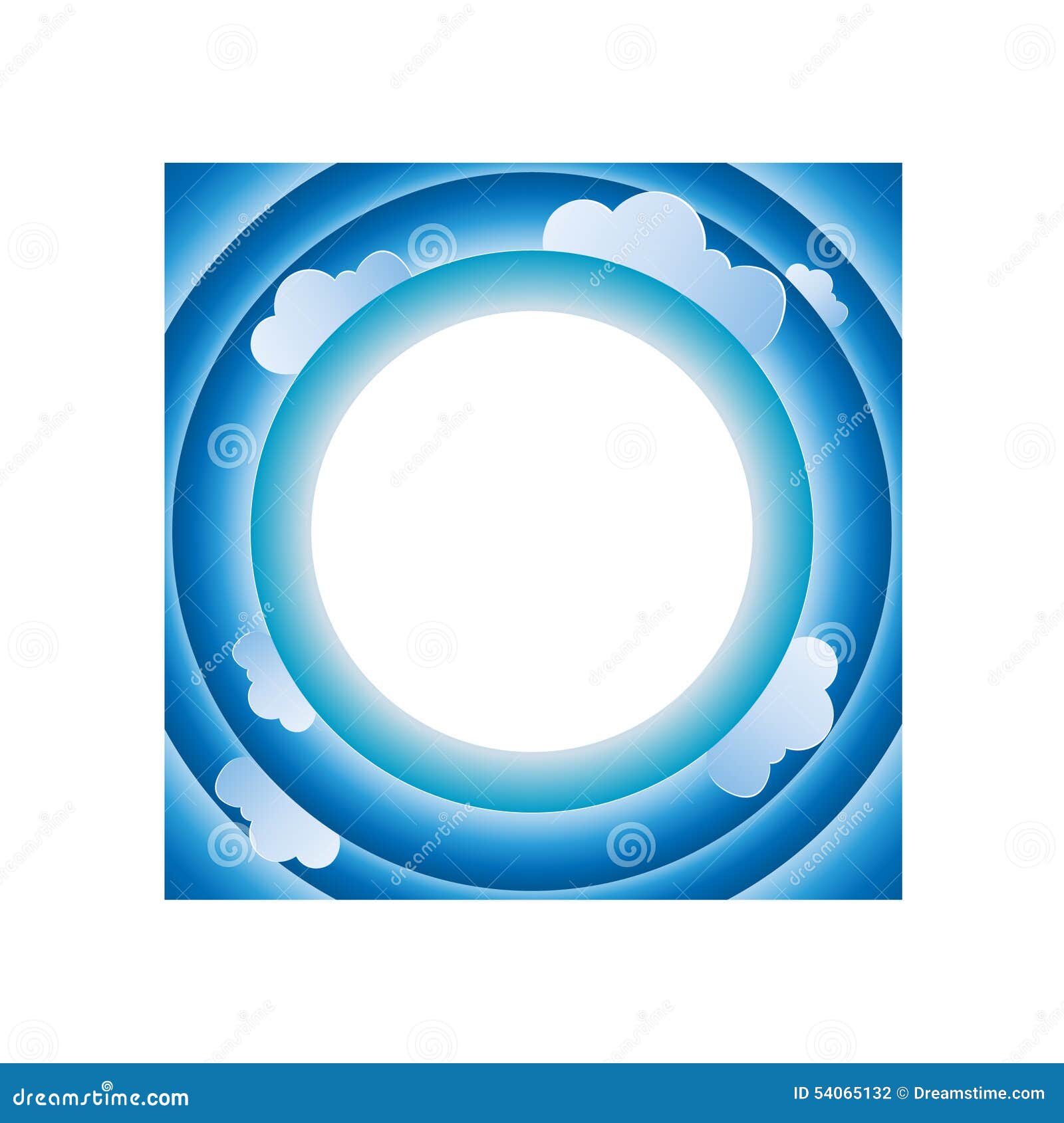 Sky and Clouds in Circle Frame Background Template Stock Photo - Image ...
