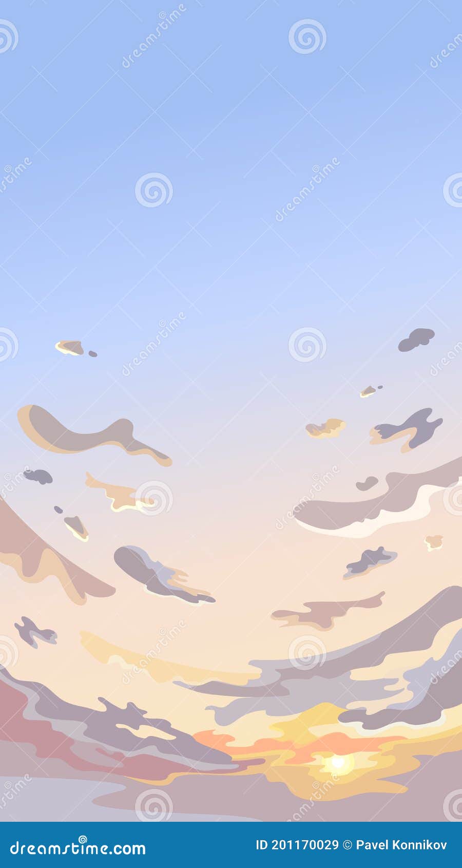 Sky with clouds at dawn stock illustration. Illustration of vertical ...