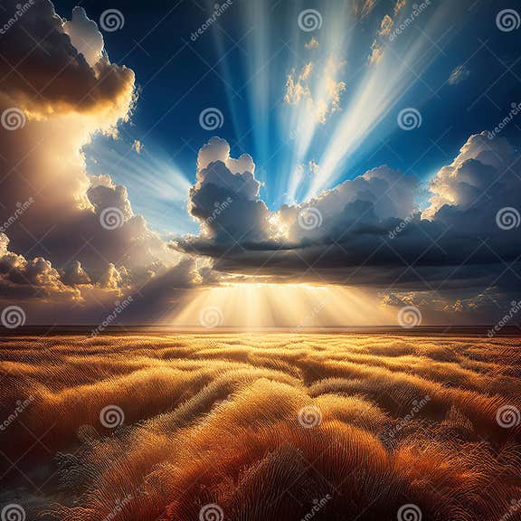 Sky with Dramatic Baroque Light, AI Generated Stock Illustration ...