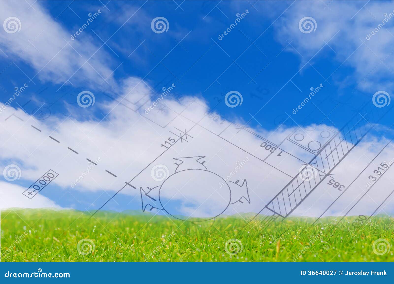 Sky with Clouds and the Floor Plan of a House Blueprint Stock Image ...