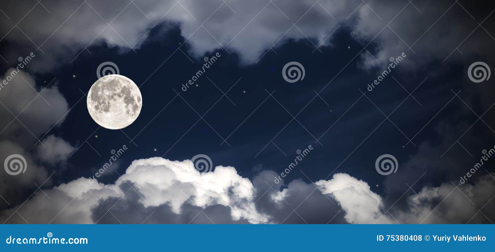 Sky Clouds and Moon with the Stars, Fabulous Collage Stock Photo ...