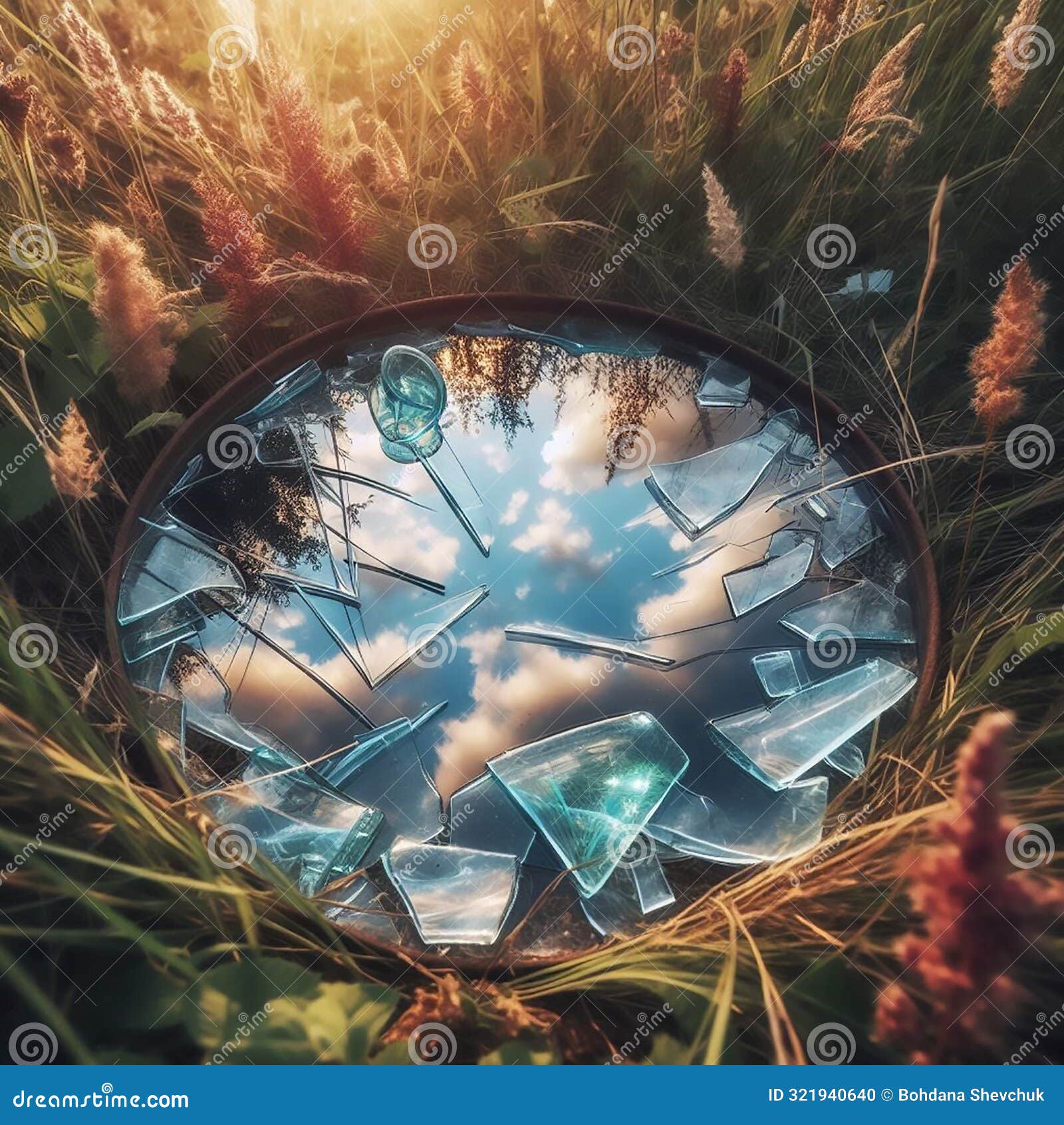 The Sky with Clouds is Reflected in the Glass Stock Illustration ...