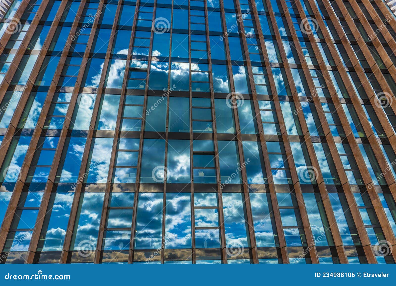 Sky Clouds Reflection in the Skyscraper Windows Glass Stock Photo ...