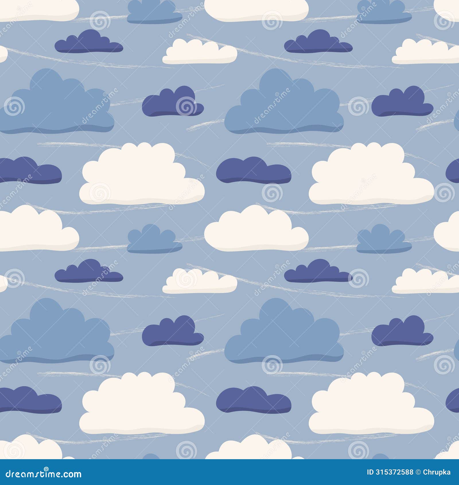 Sky with Clouds Seamless Pattern, Perfect for Fabric Textiles, Child ...