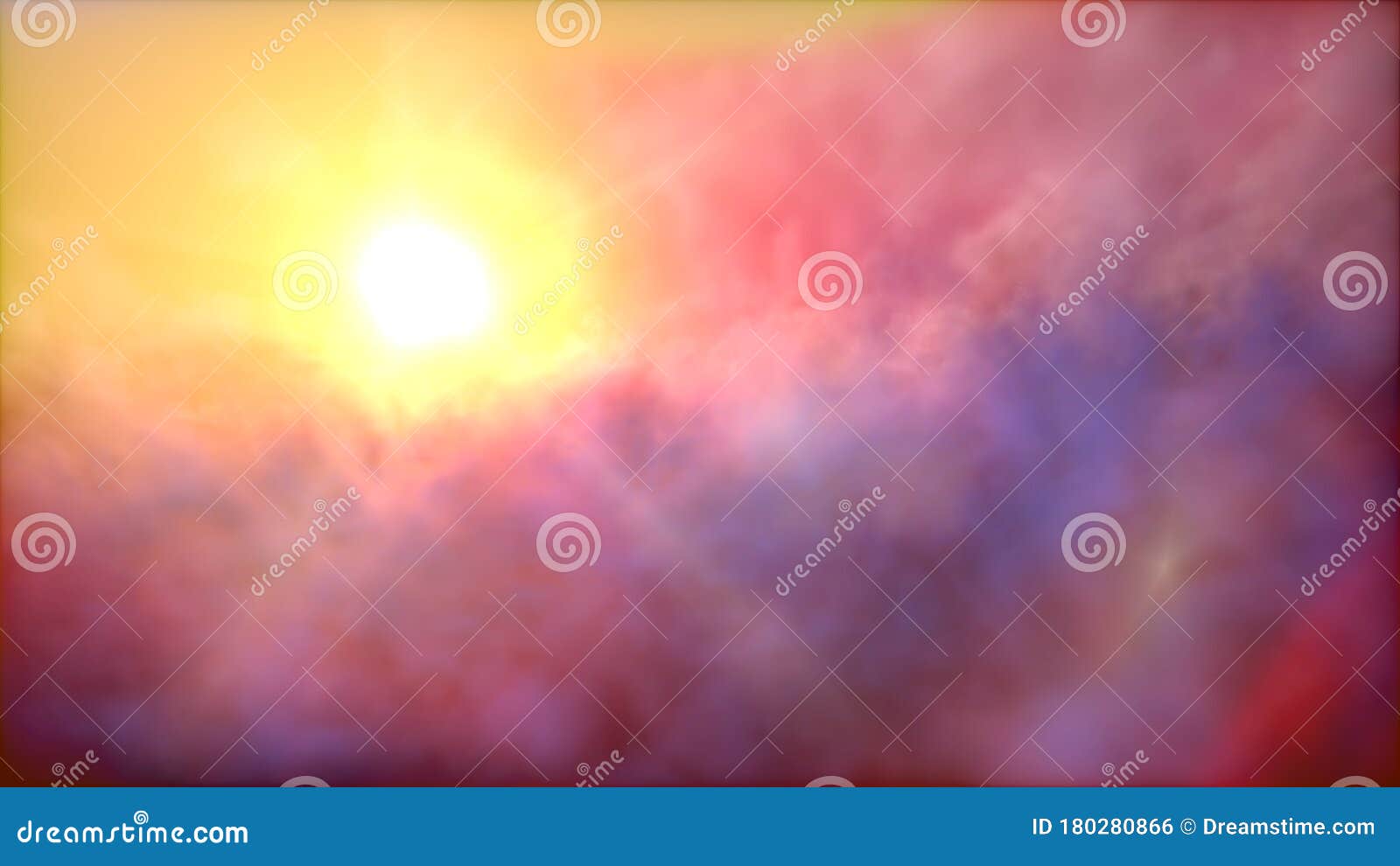 Sky with Clouds and the Shining Sun Red-blue Tones, Disaster, 3d Render ...